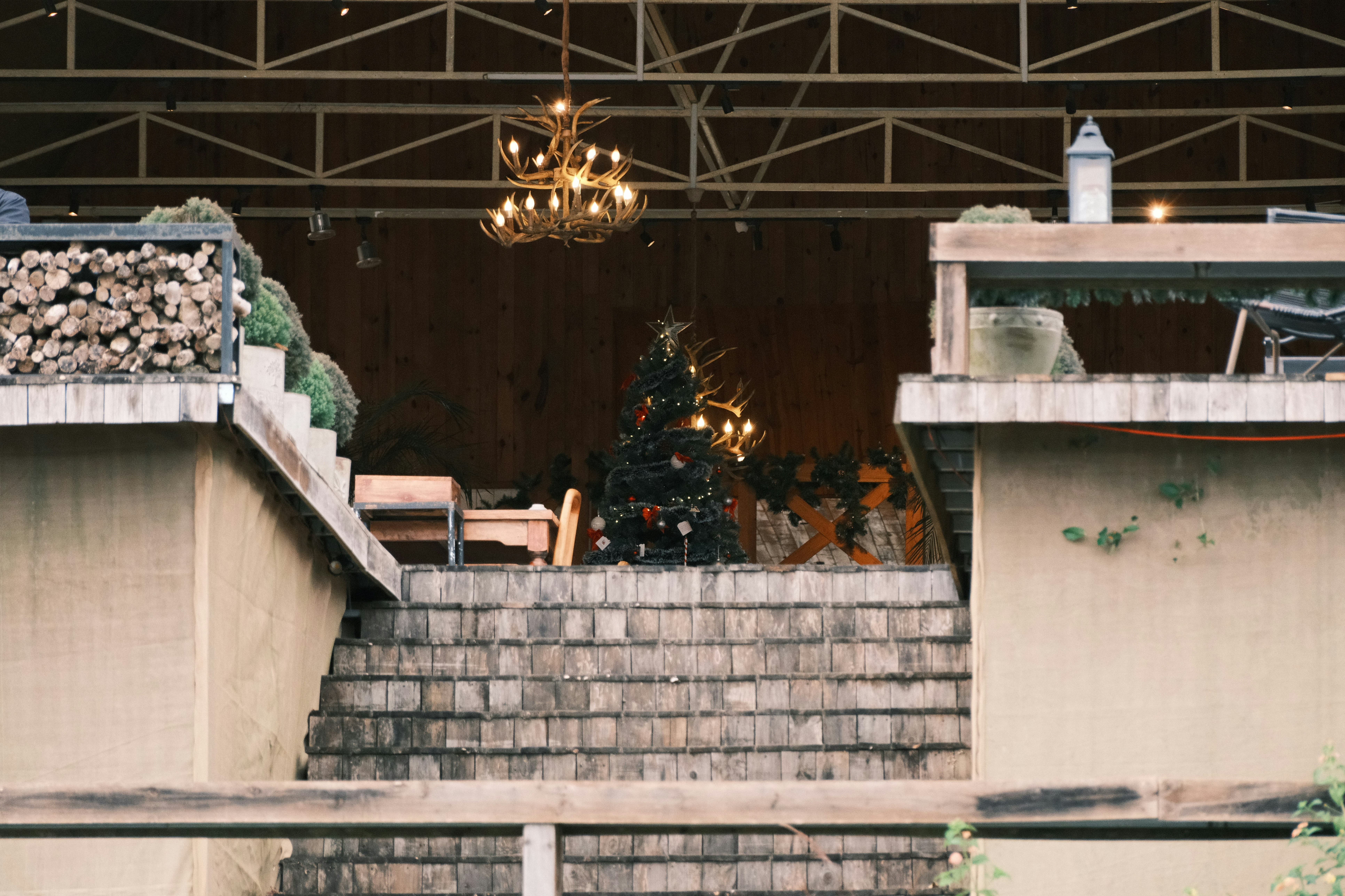 Hidden Christmas Glow: A Festive Staircase with a Subtle Tree