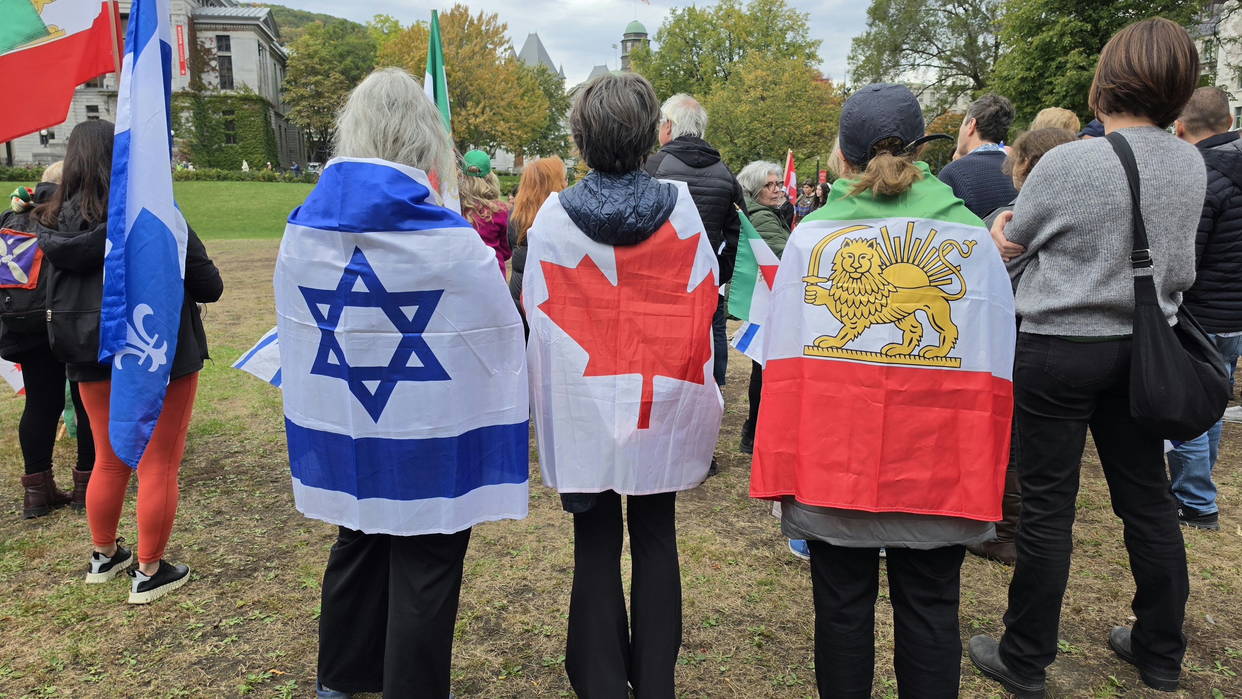 Flags and Fusions: A Public Moment Under a Autumn Sky