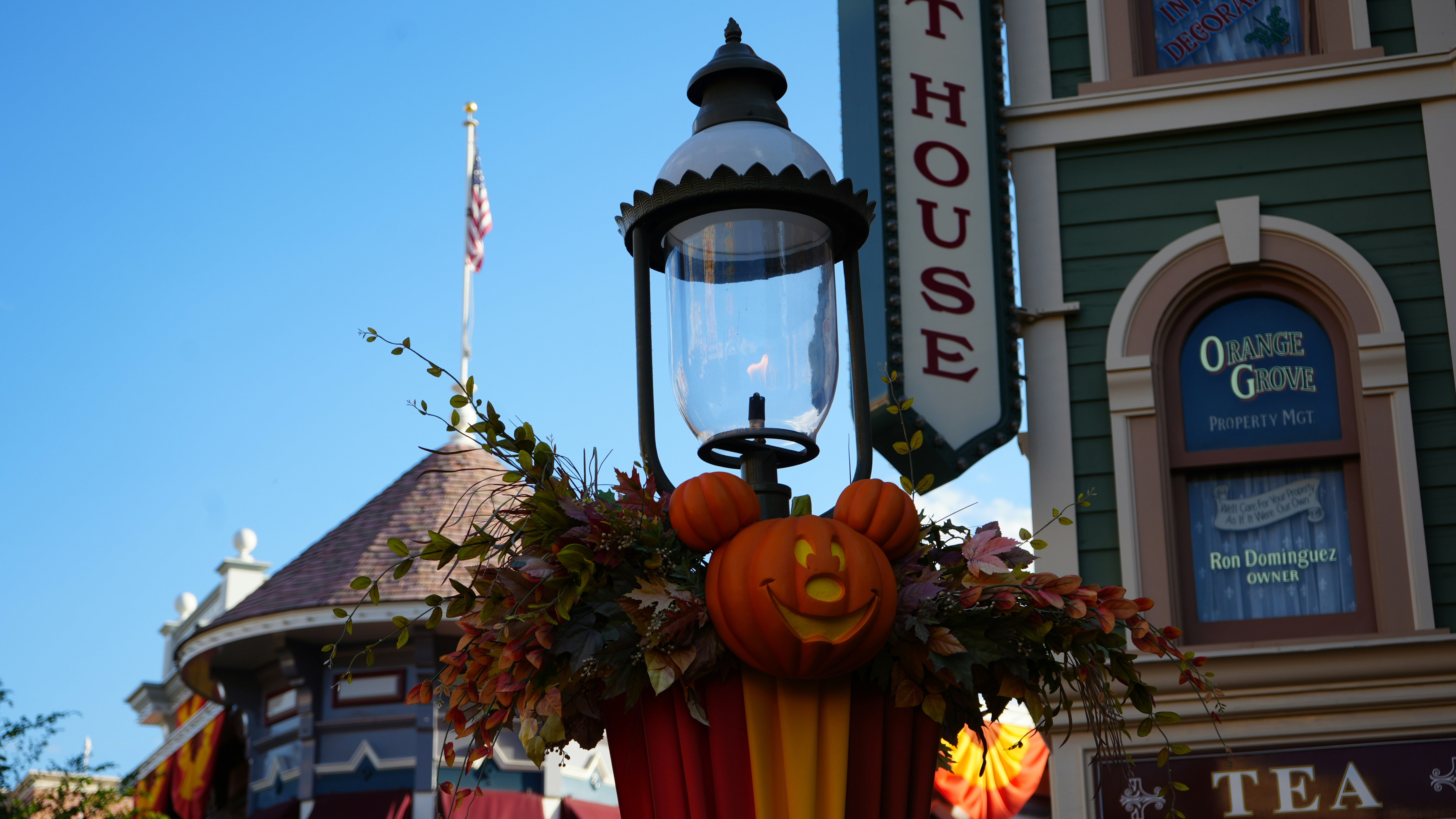 Halloween Lantern at a Themed Street Corner
