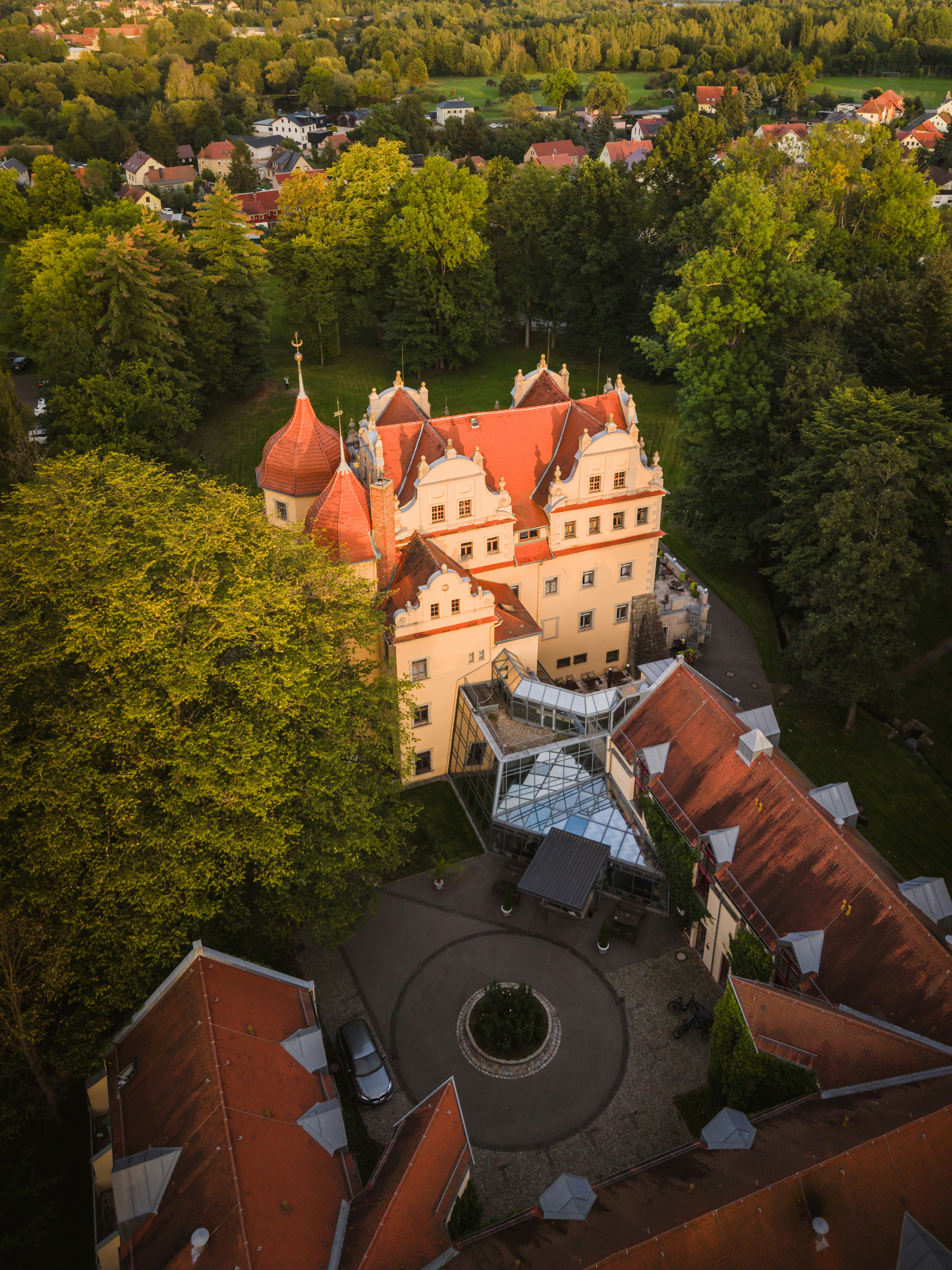 Castle Courtyard Crowned by Autumn Canopy