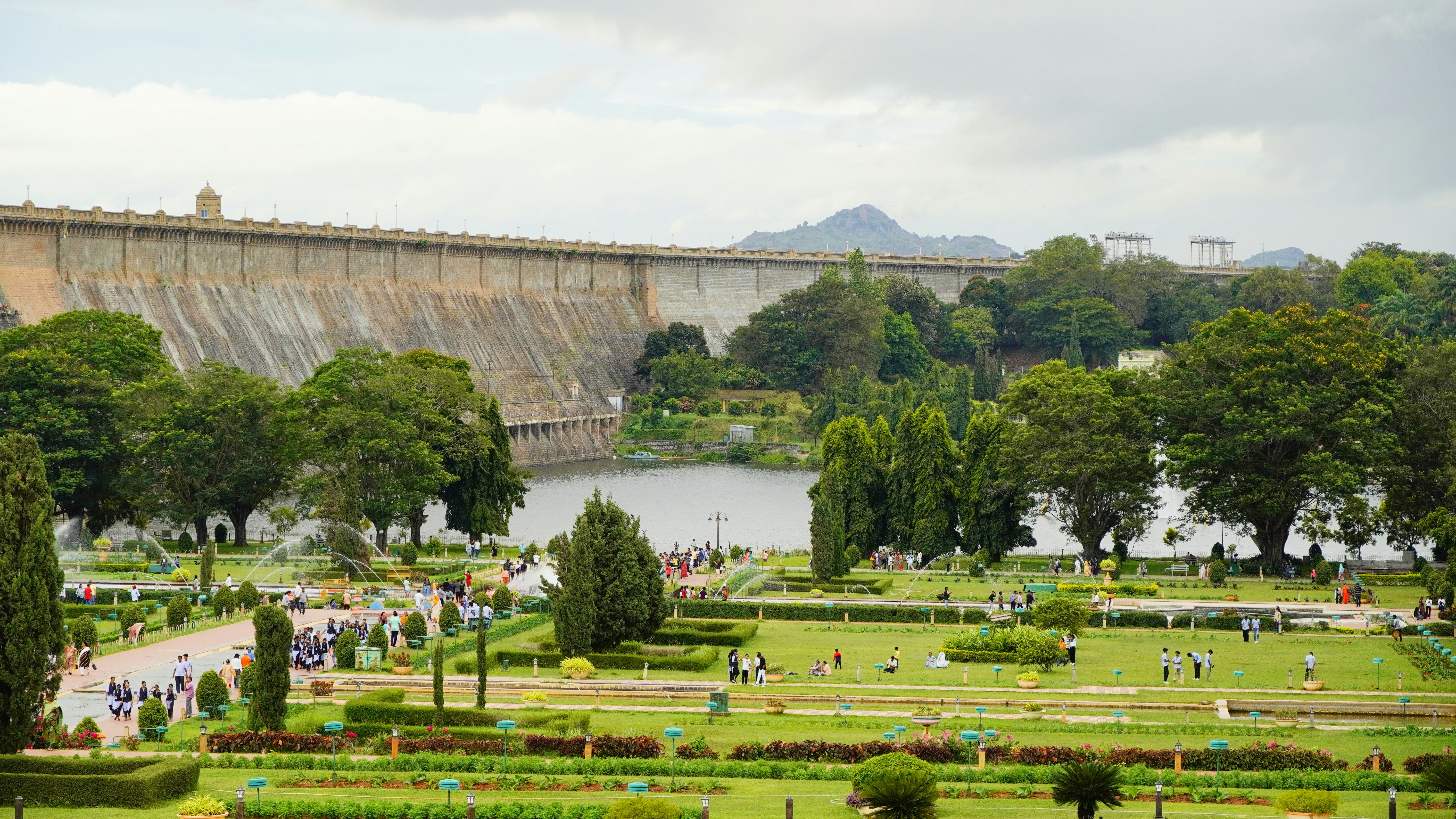 Terraced Gardens by a River Dam