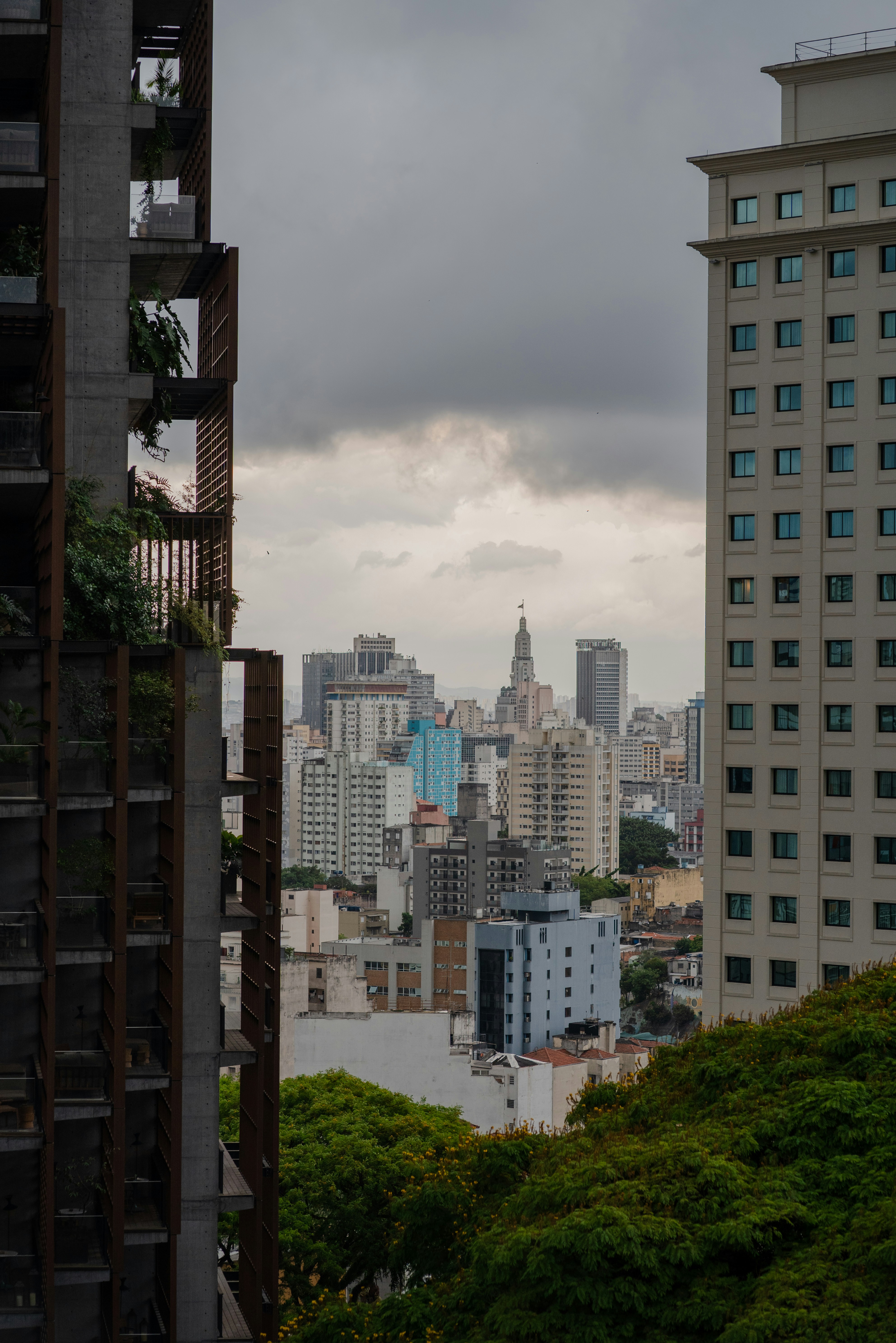 Urban Window: Cityscape Framed by Towers