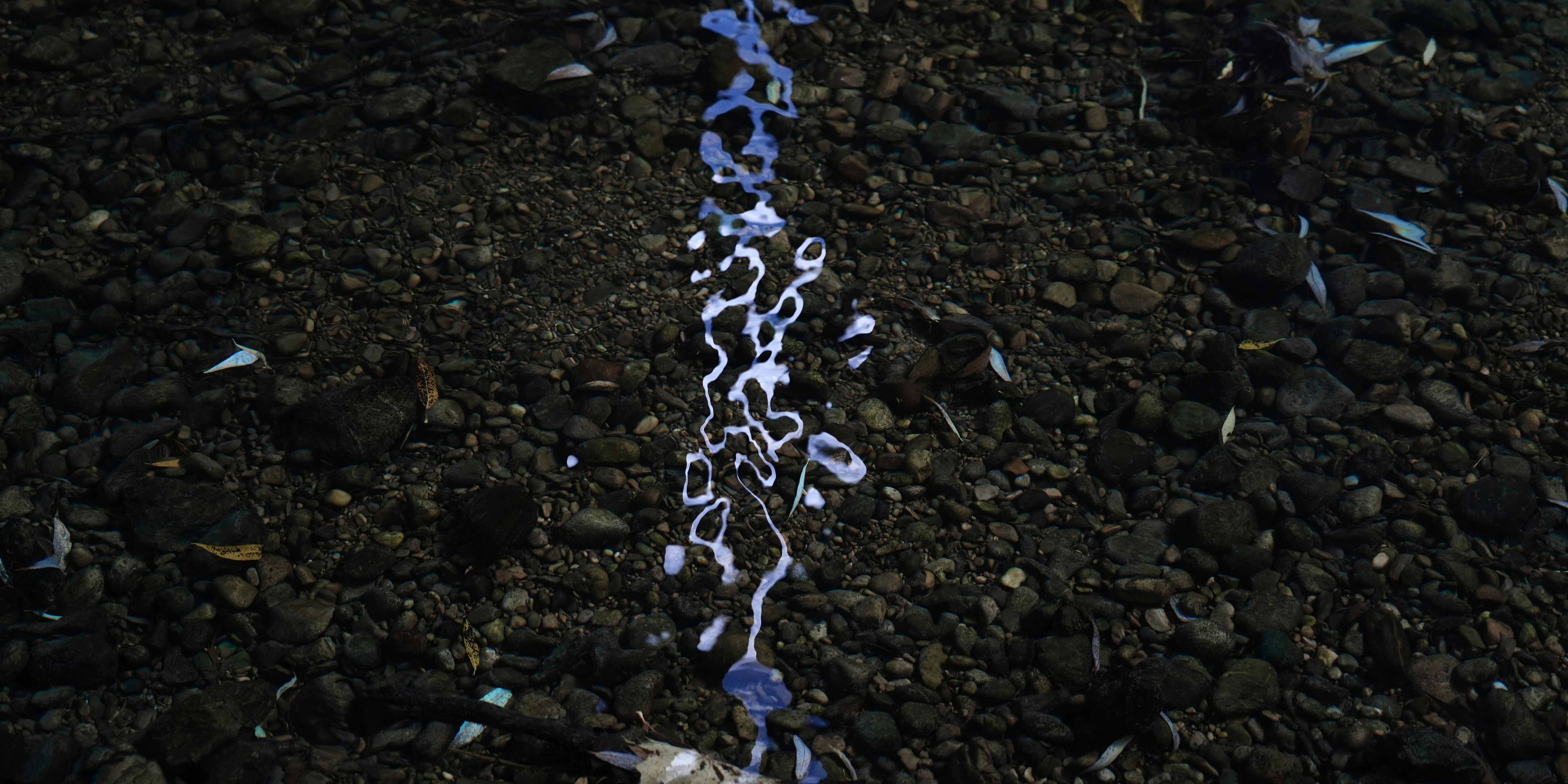A Quiet Ripple: Streamline of Blue Along Pebbled Riverbed