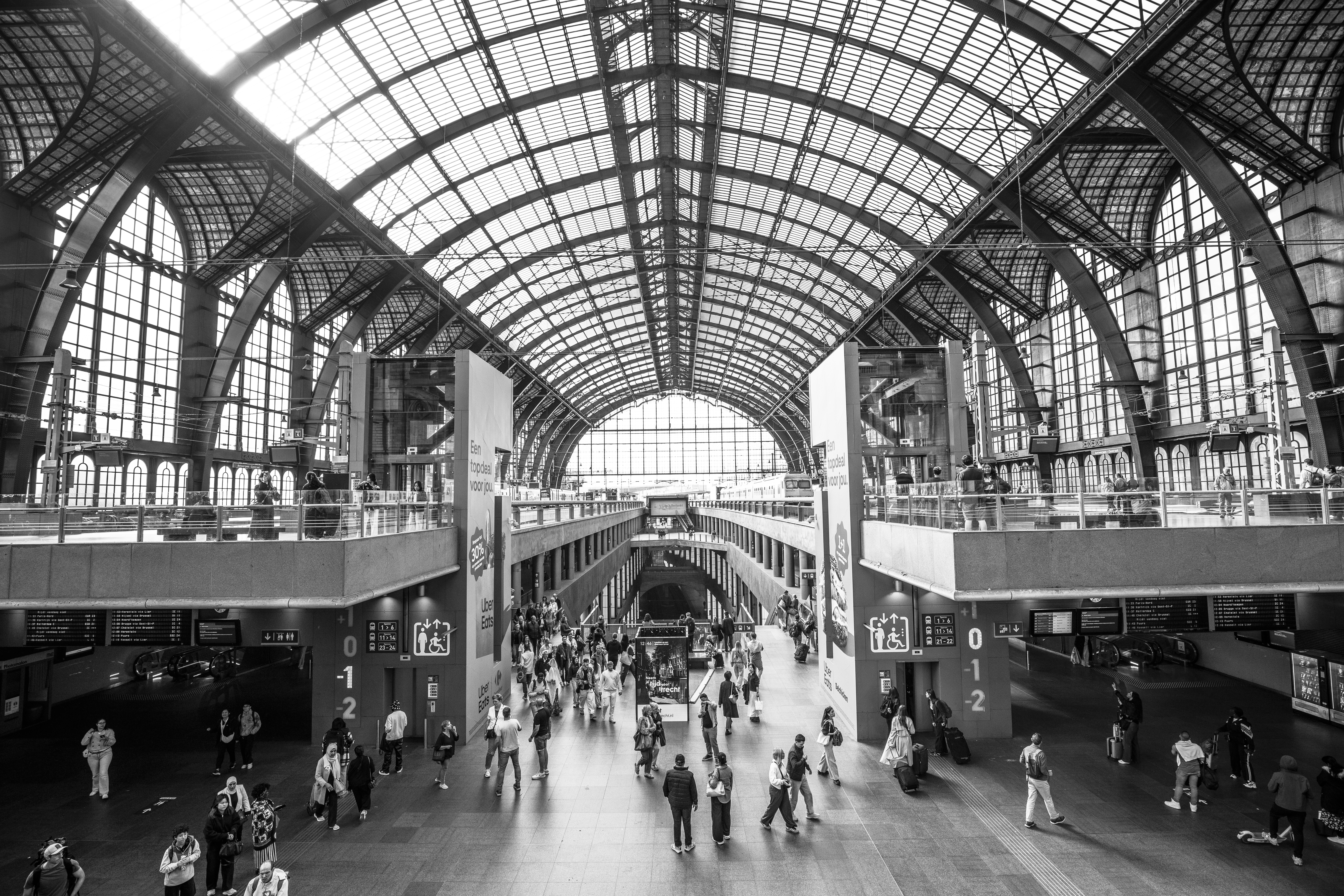 Symphony of Steel: A Grand Hall Brimming with Passengers