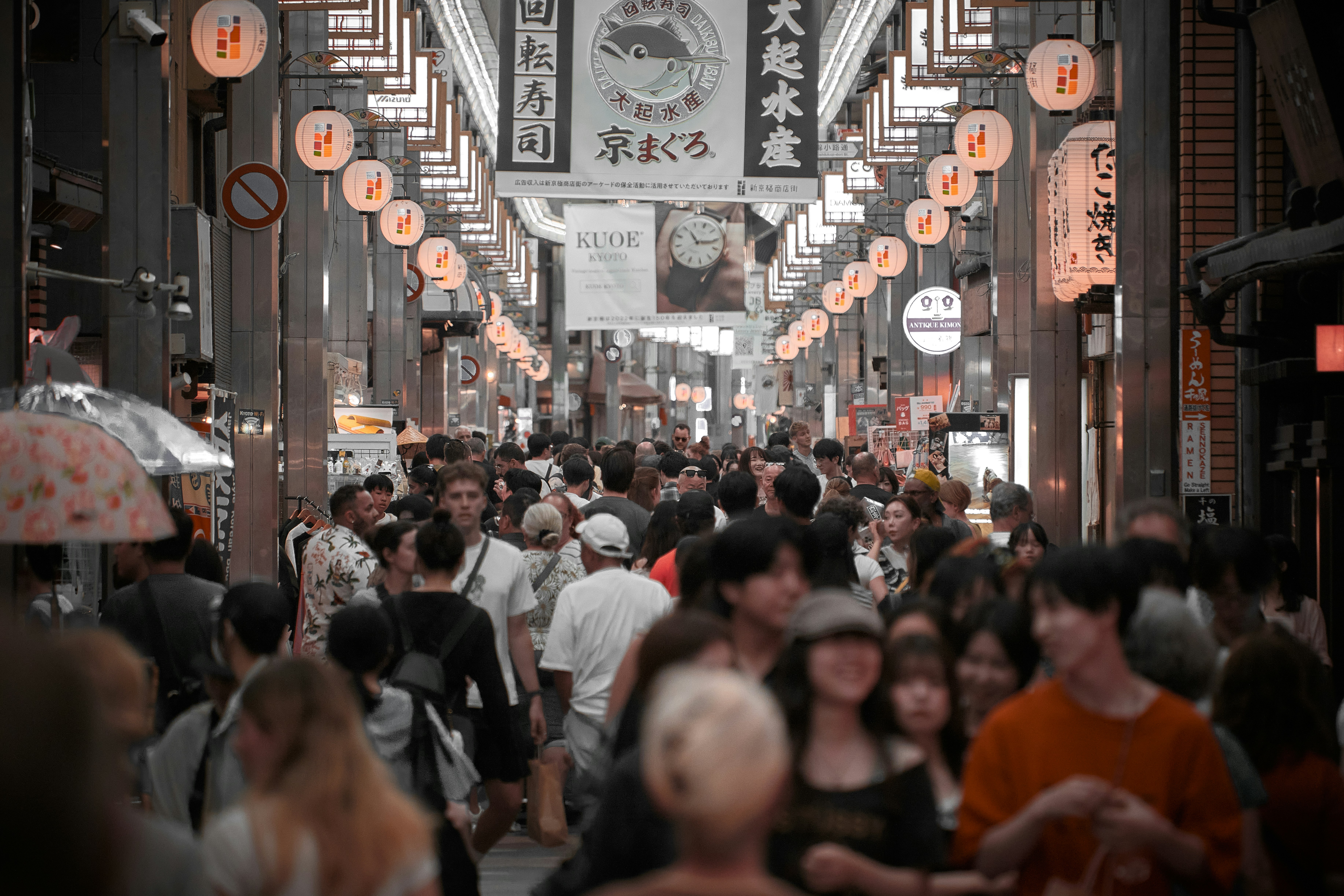 Lantern-lit Alleyway: A Dense Pulse of Urban Commerce