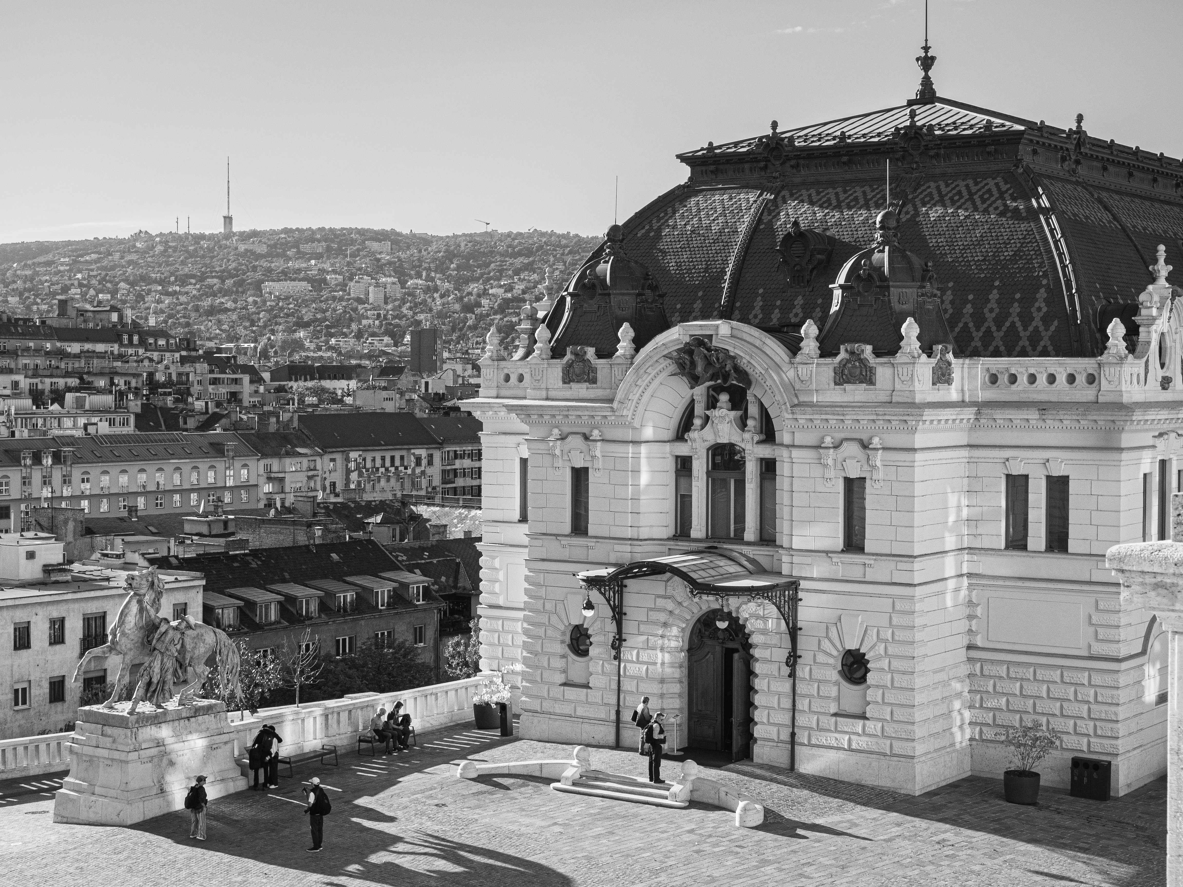 Majestic Baroque Dome Overlook: Stone Pavilion at an Elevated Terrace