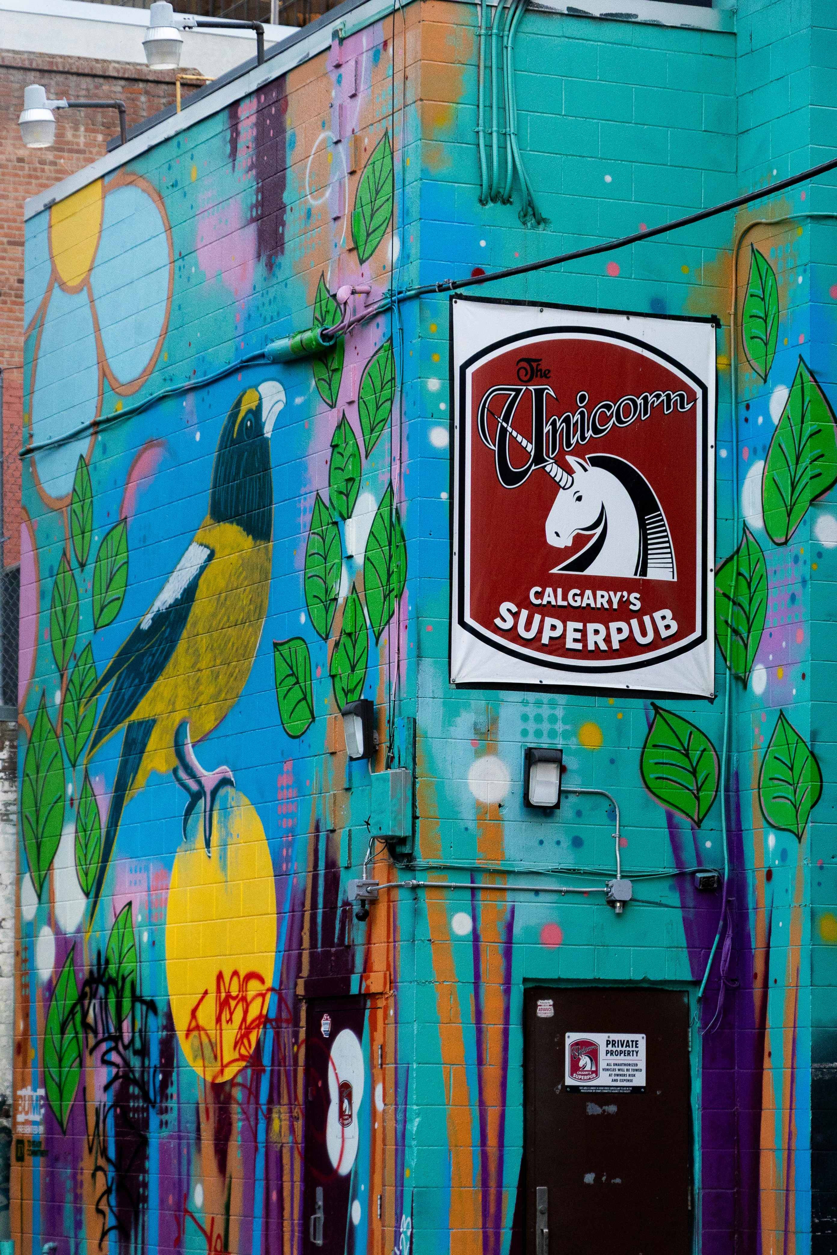 Unicorn Brewery Sign Amidce Vibrant Street Mural