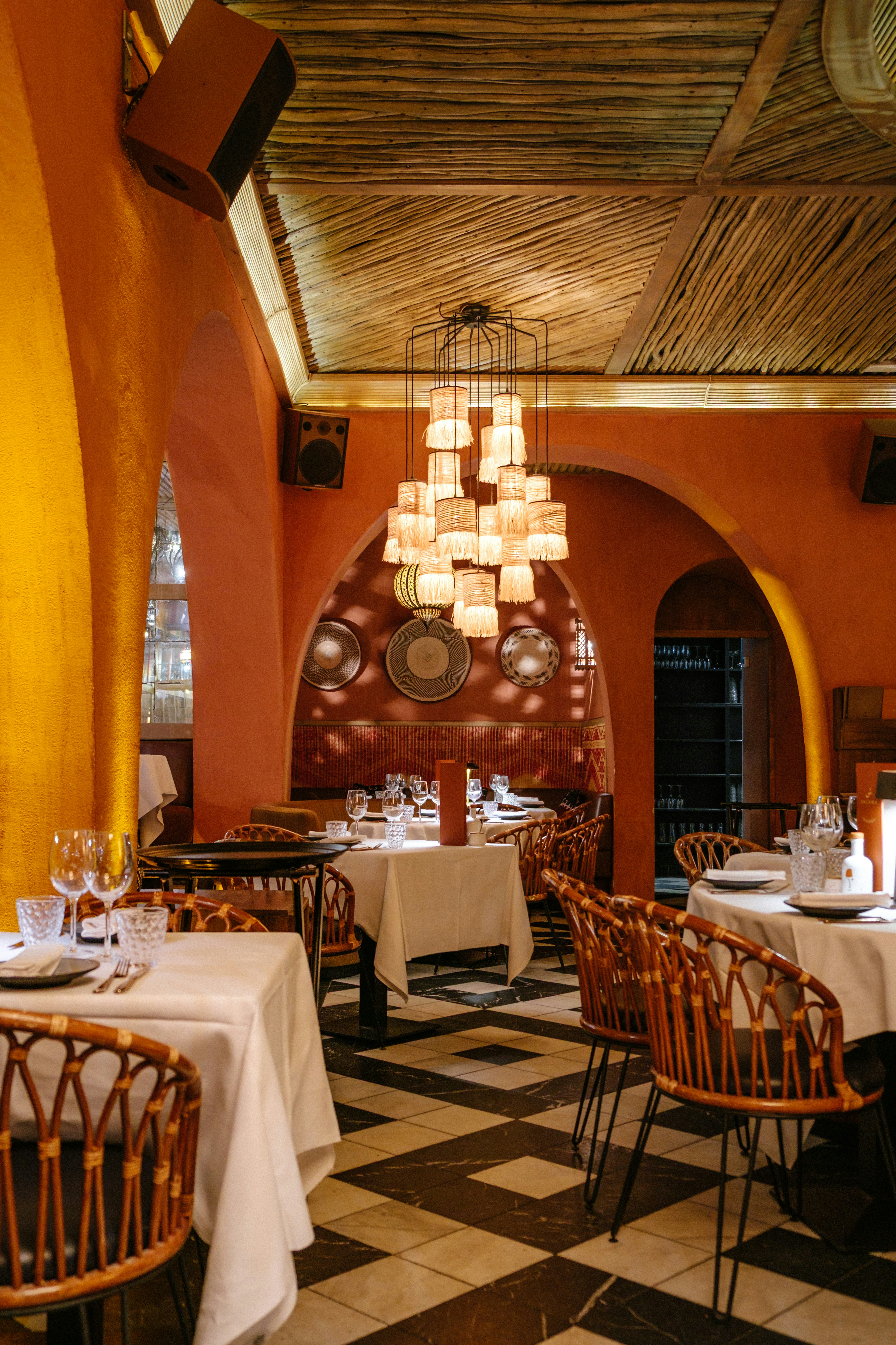 Warm Arcades and Lanterns: A Quiet Dinner in terracotta Light
