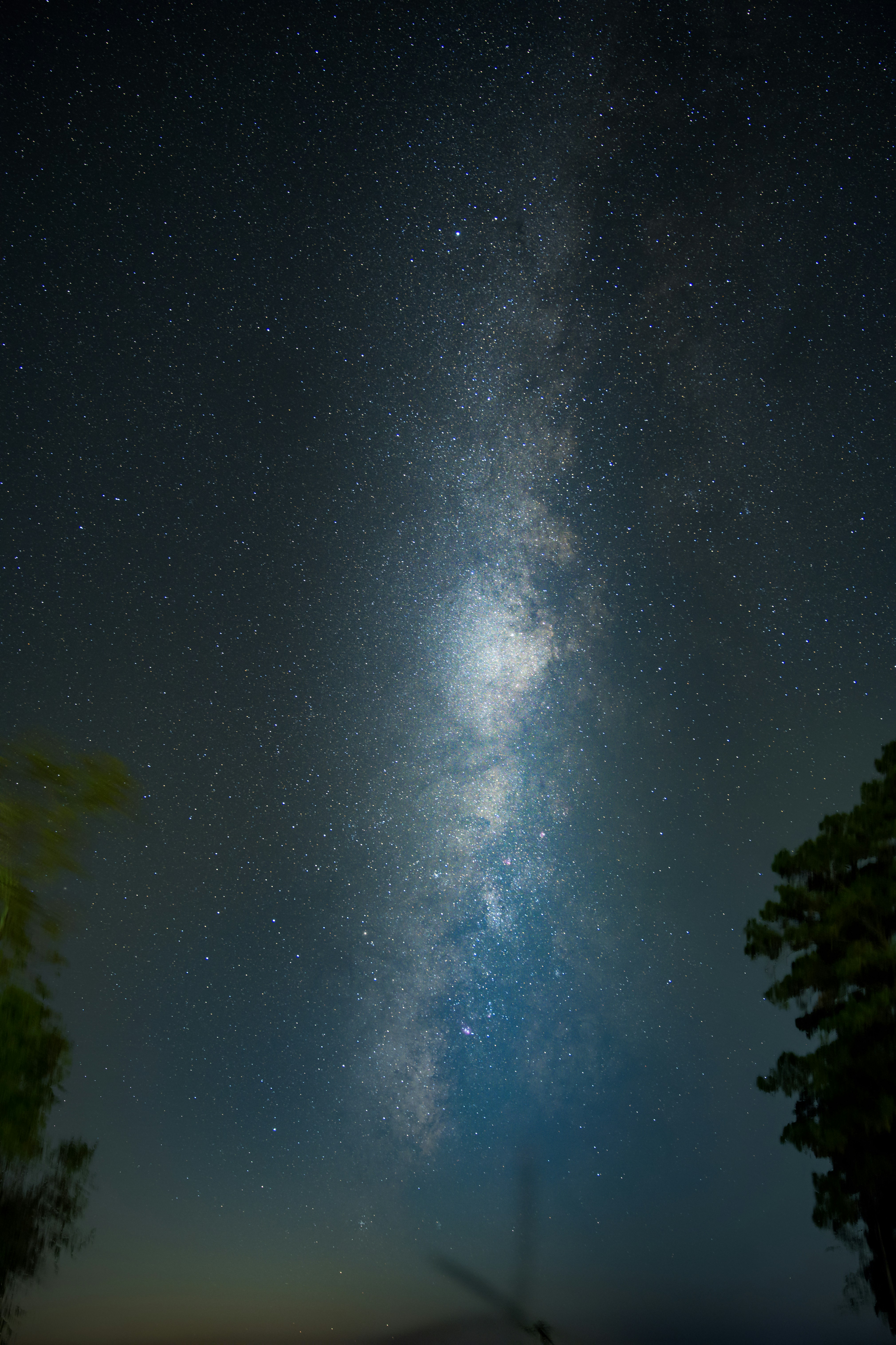 Midnight Milky Way Ascending: A Narrow Vertical River of Stars