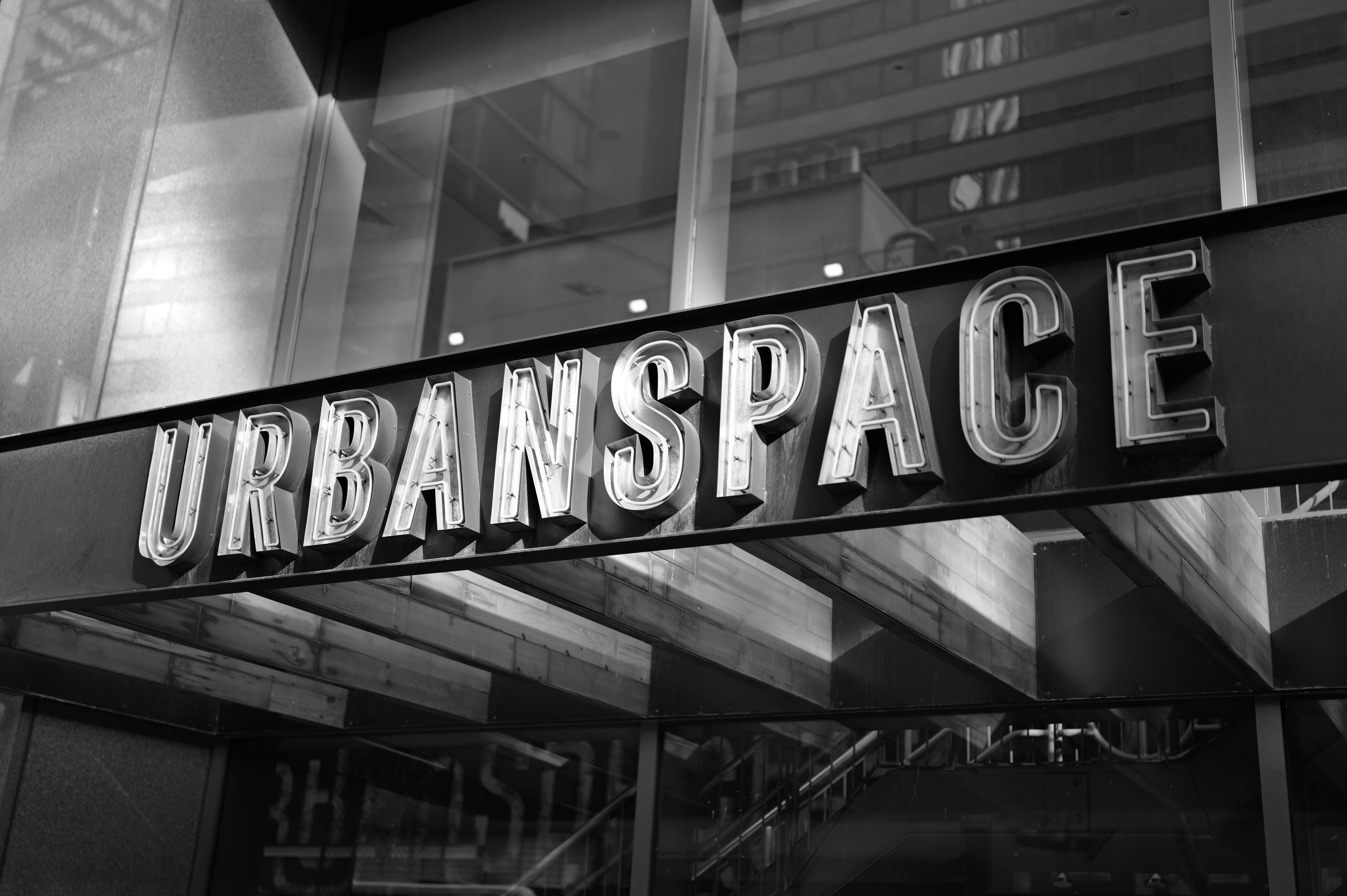 Urban Signage in Monochrome: The UrbanSpace Entrance