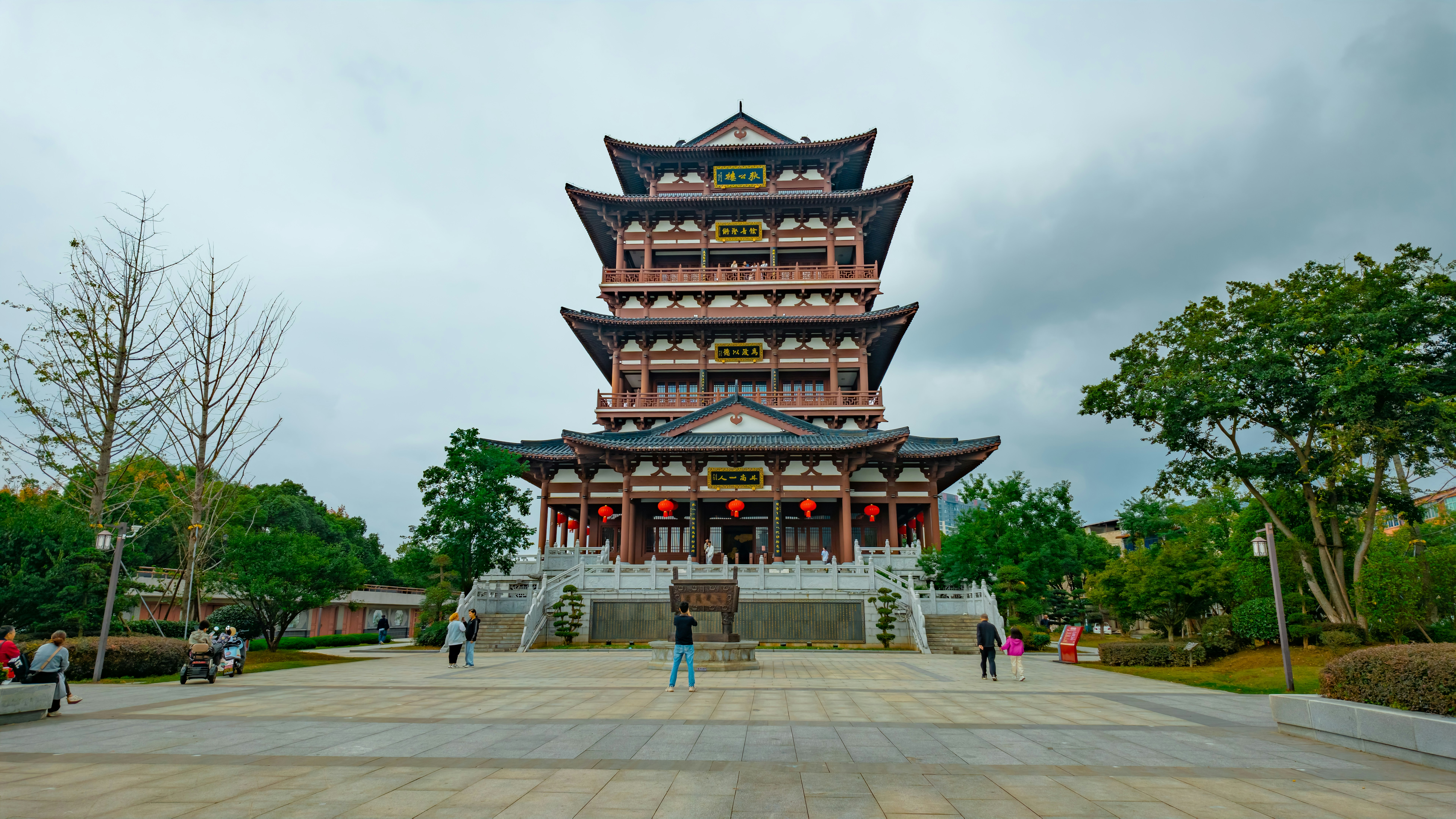 Five-Tier Pagoda Rising Over Courtyard Resplendence