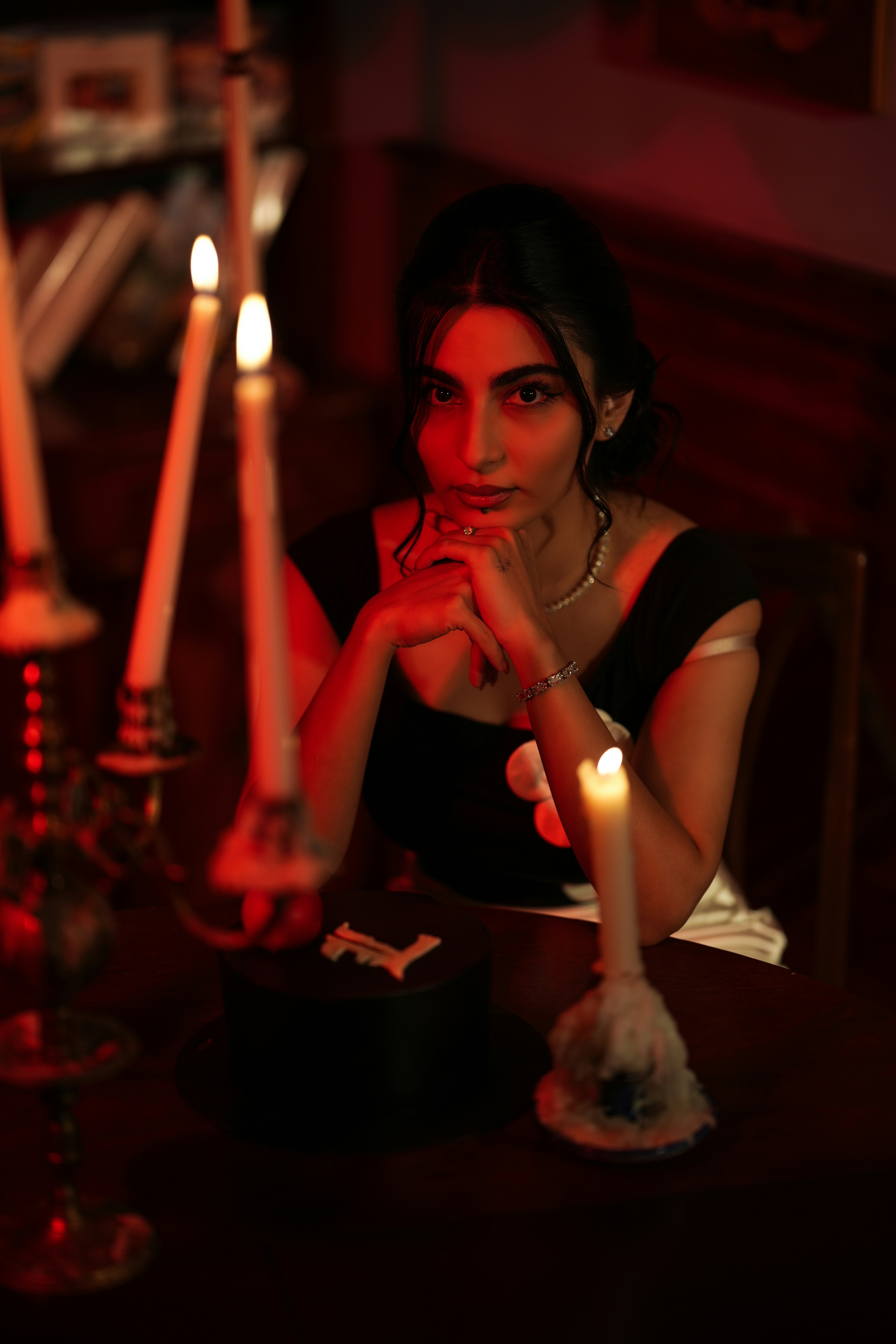 Candlelit Gaze in a Velvet Night
