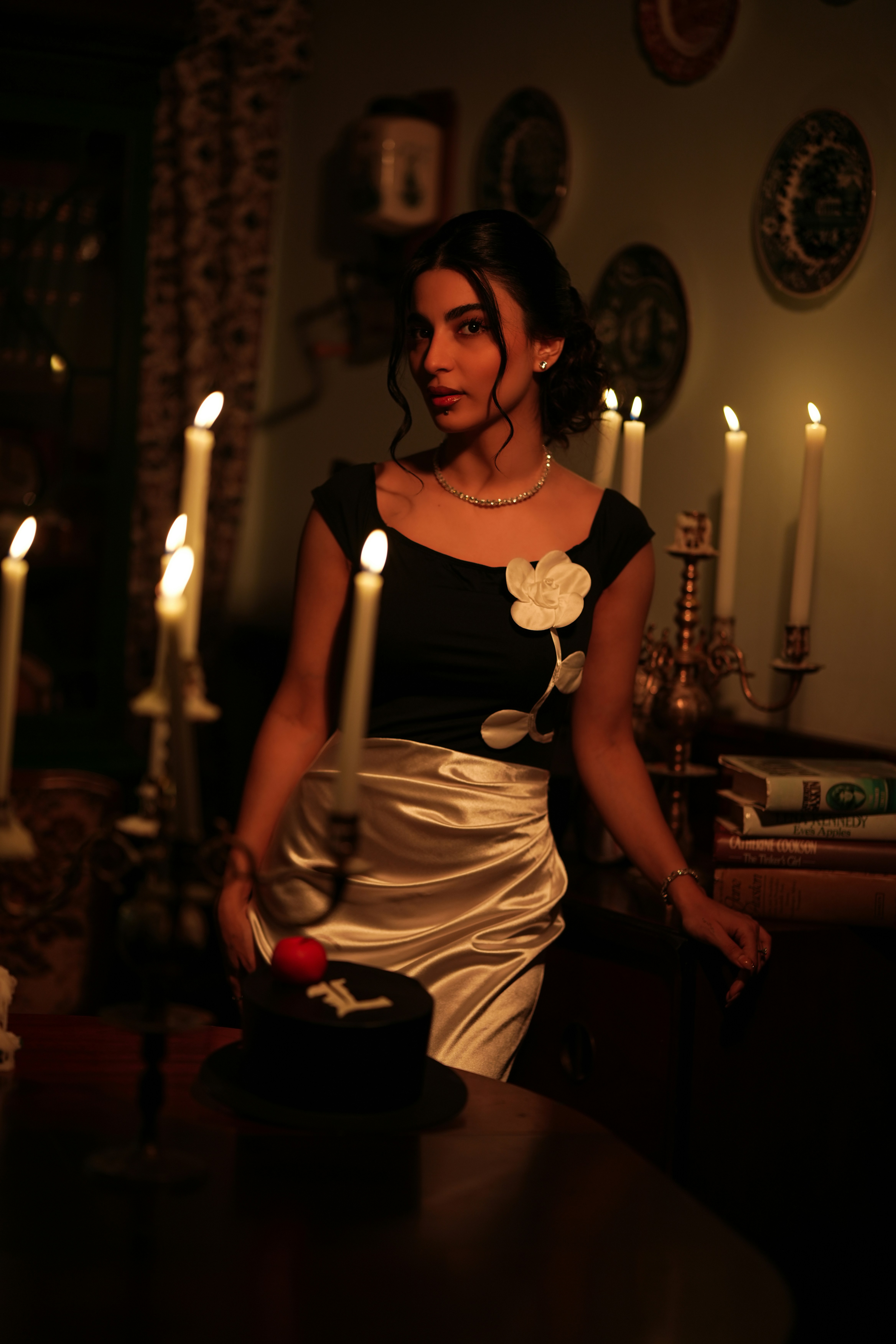 Midnight Serenade: Velvet Dinner and Candlelit Portrait