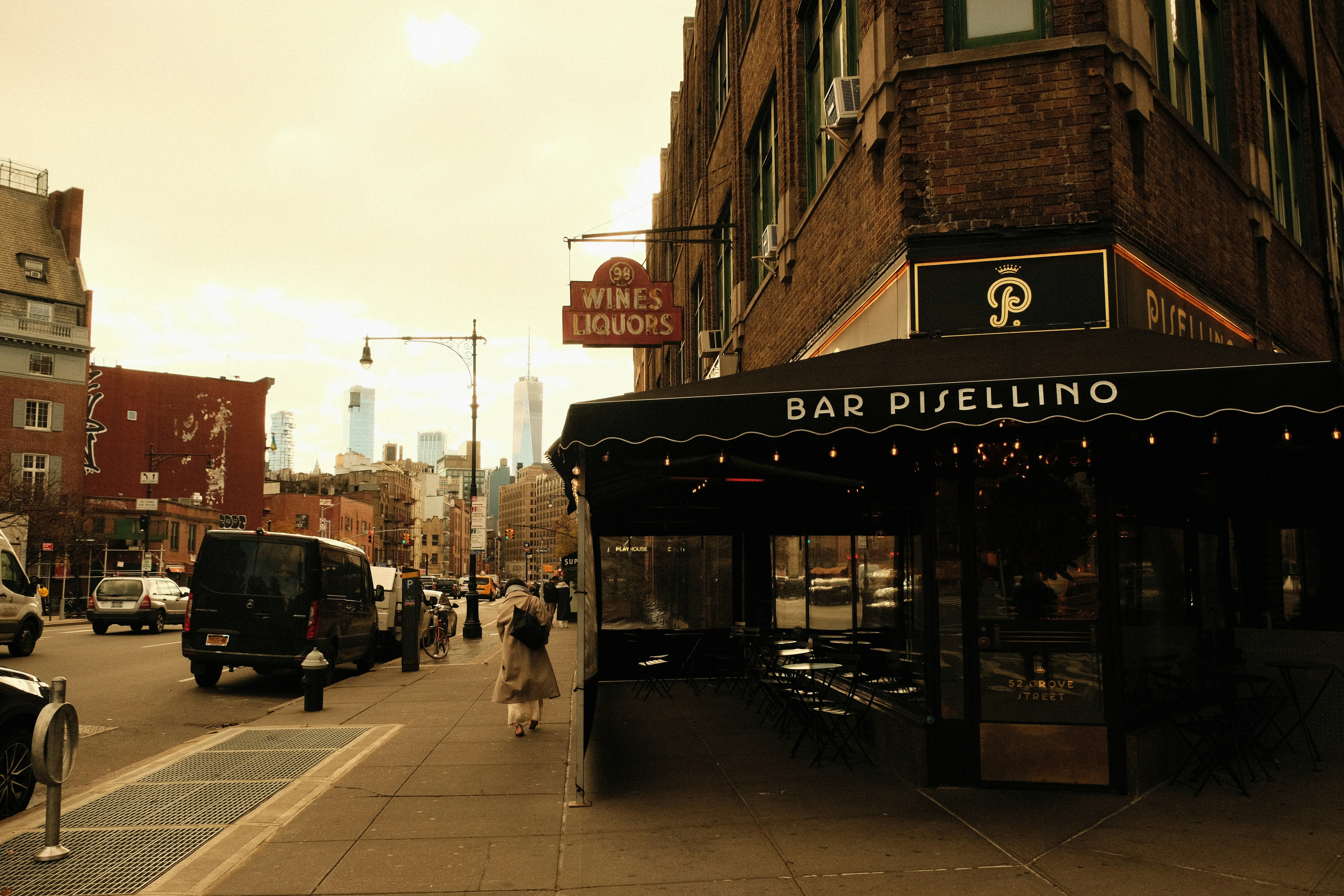 Sunlit Street Café: The Corner Bar with a Warm Neon Twist