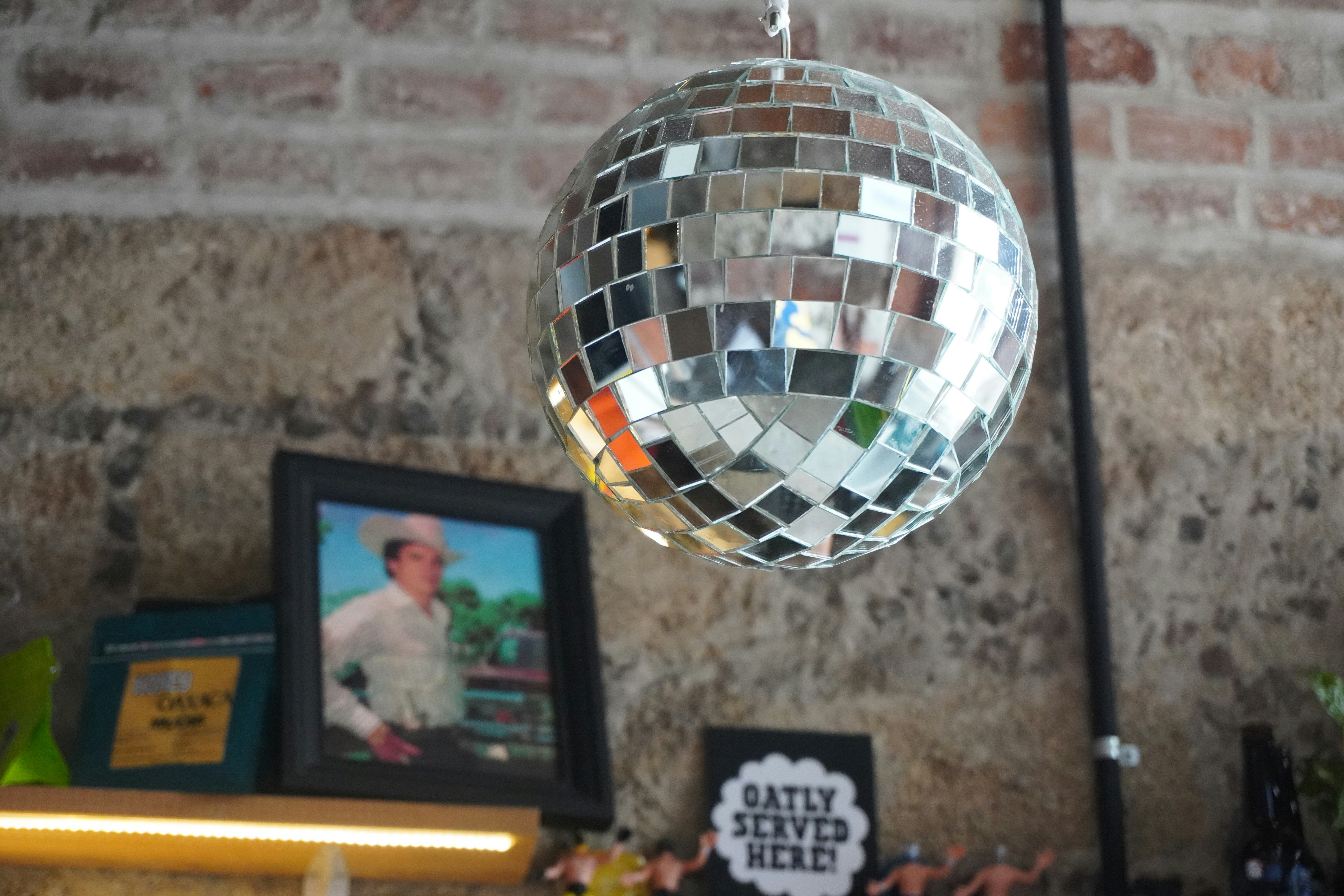 Disco Ball Above a Cozy Brick Corner