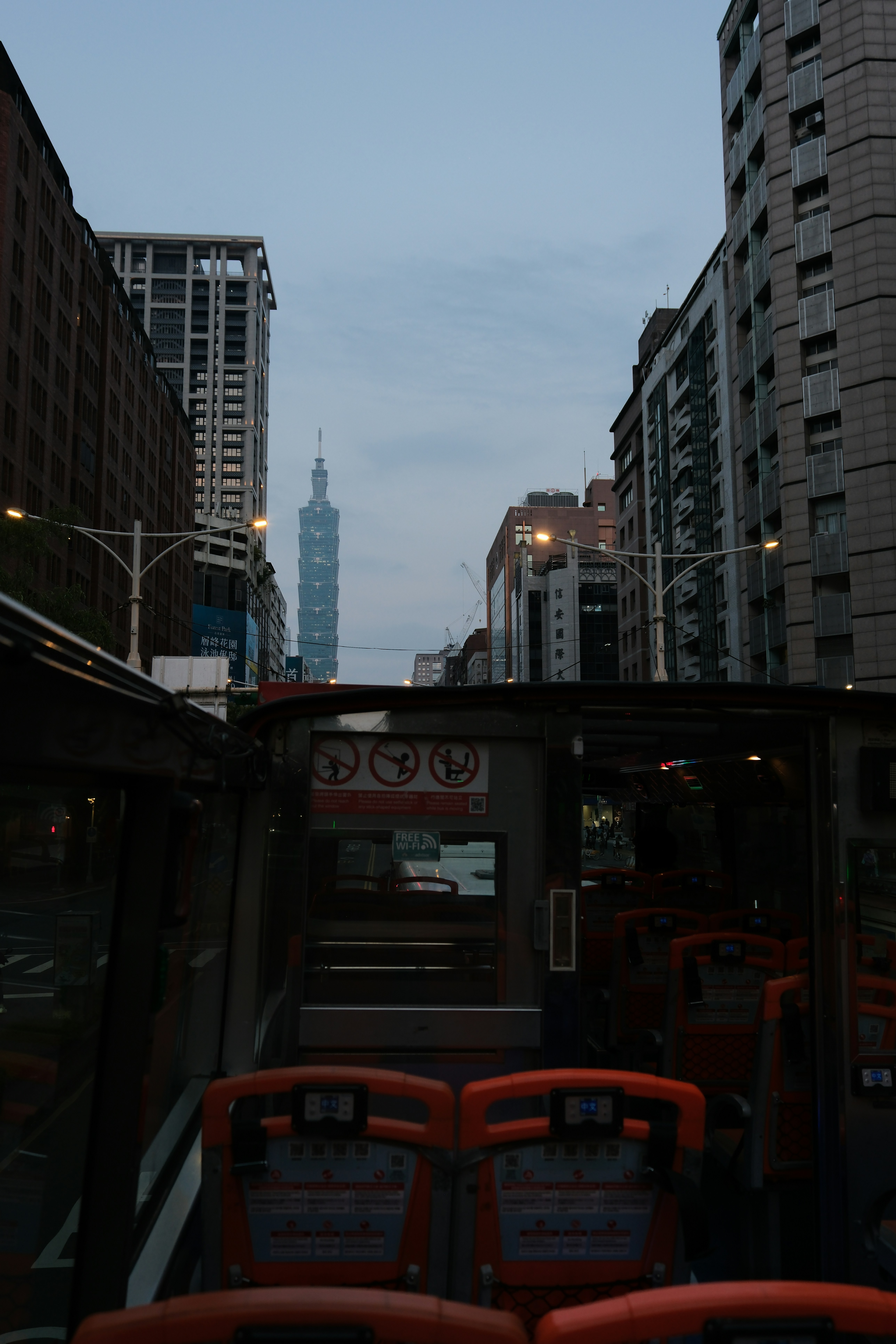 Taipei Streetcar Vistas: City Towers Framing a Narrow Corridor