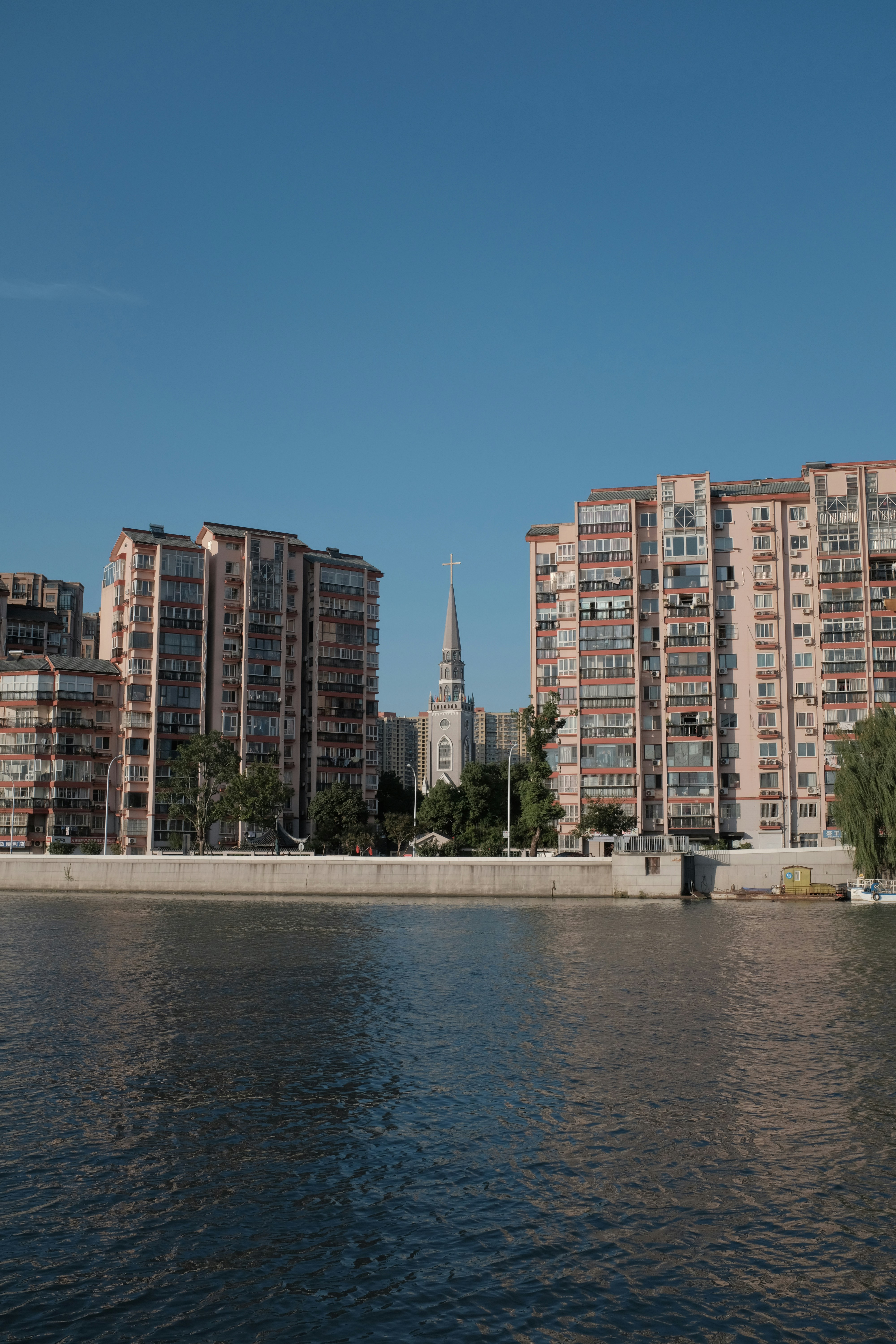 Riverside Towers Framing a Spire