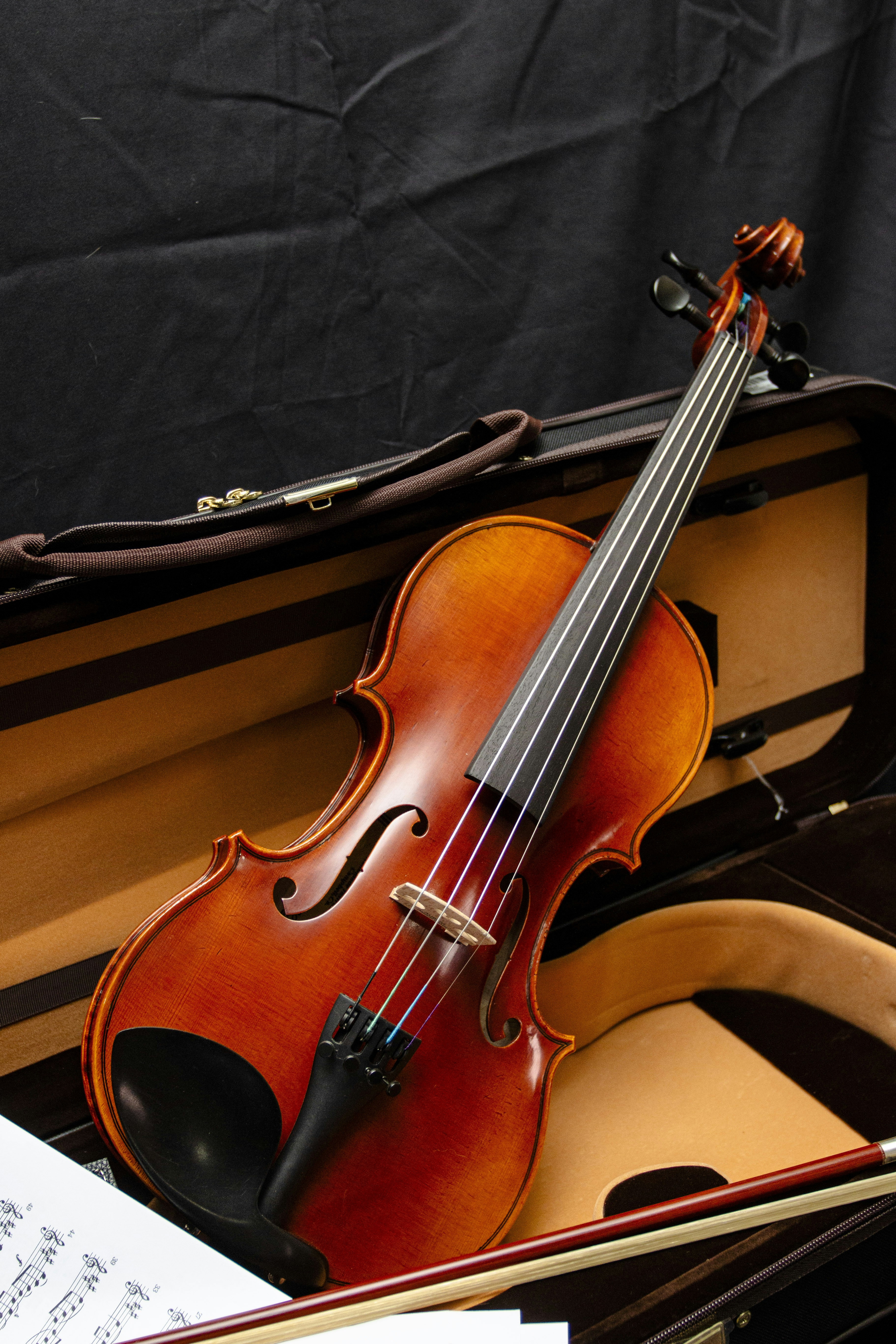 Wooden Resonance: A Violin Resting in its Case