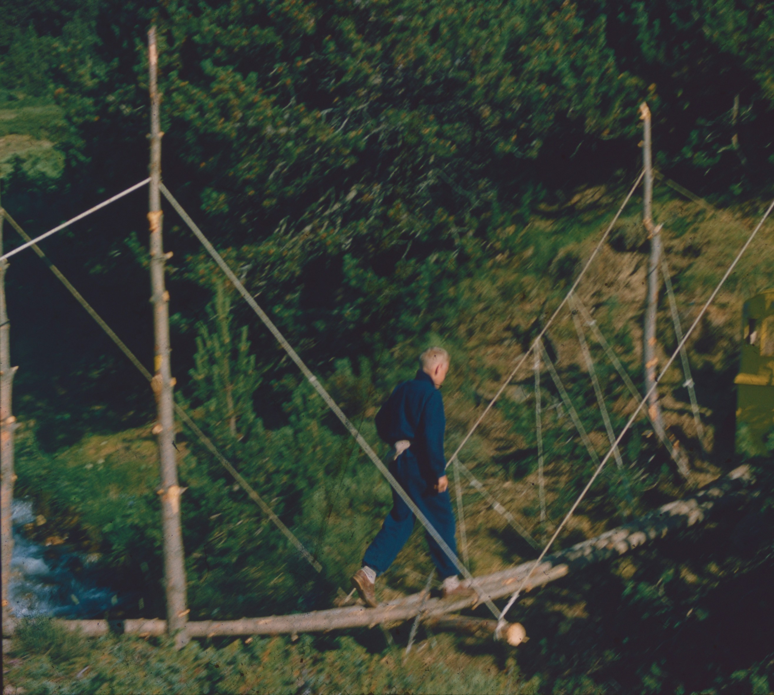 Suspended Steps: A Quiet Trek Across a Timber Bridge