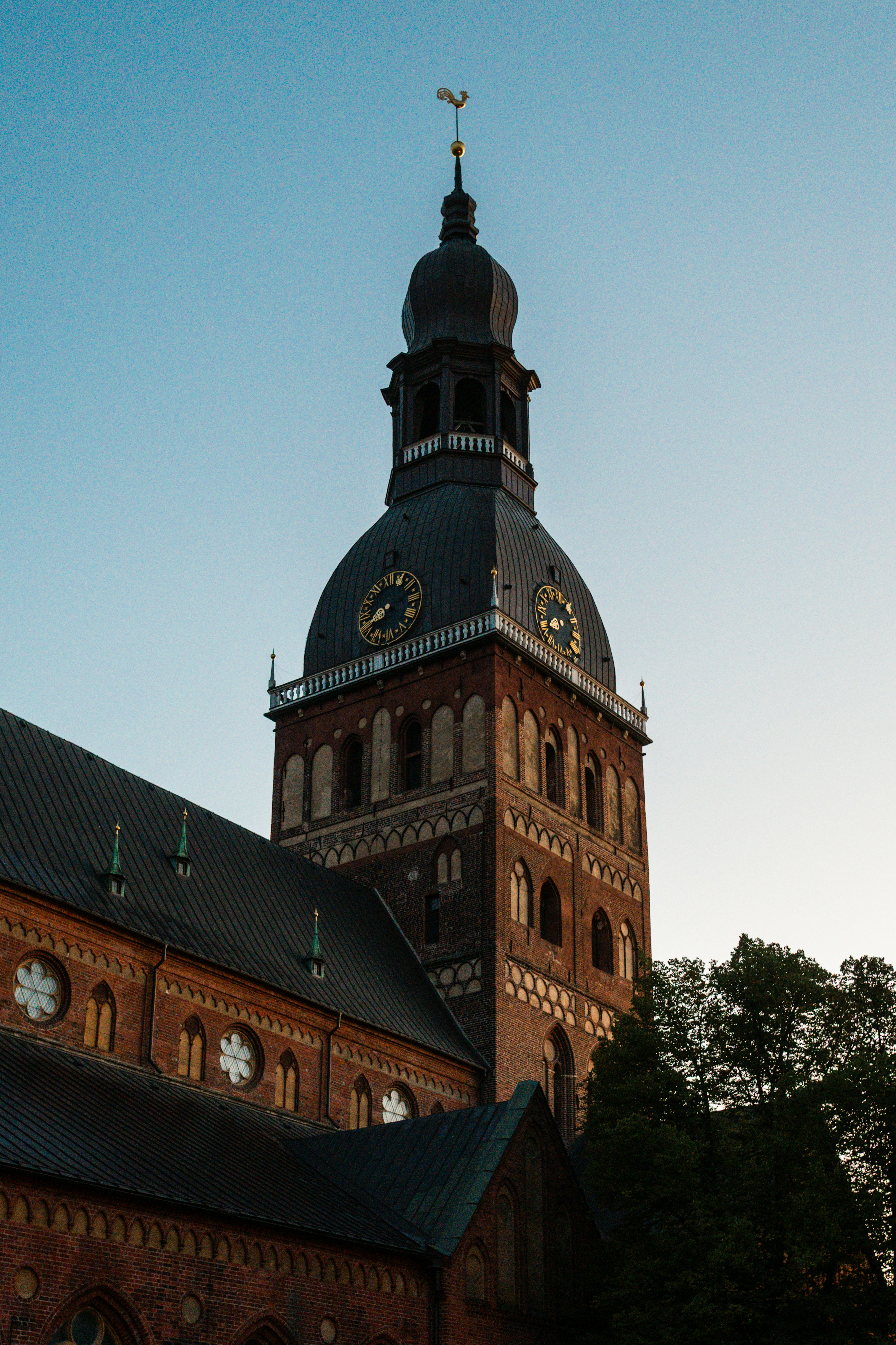 Towering Clock, Evening Light on a Historic City Hall