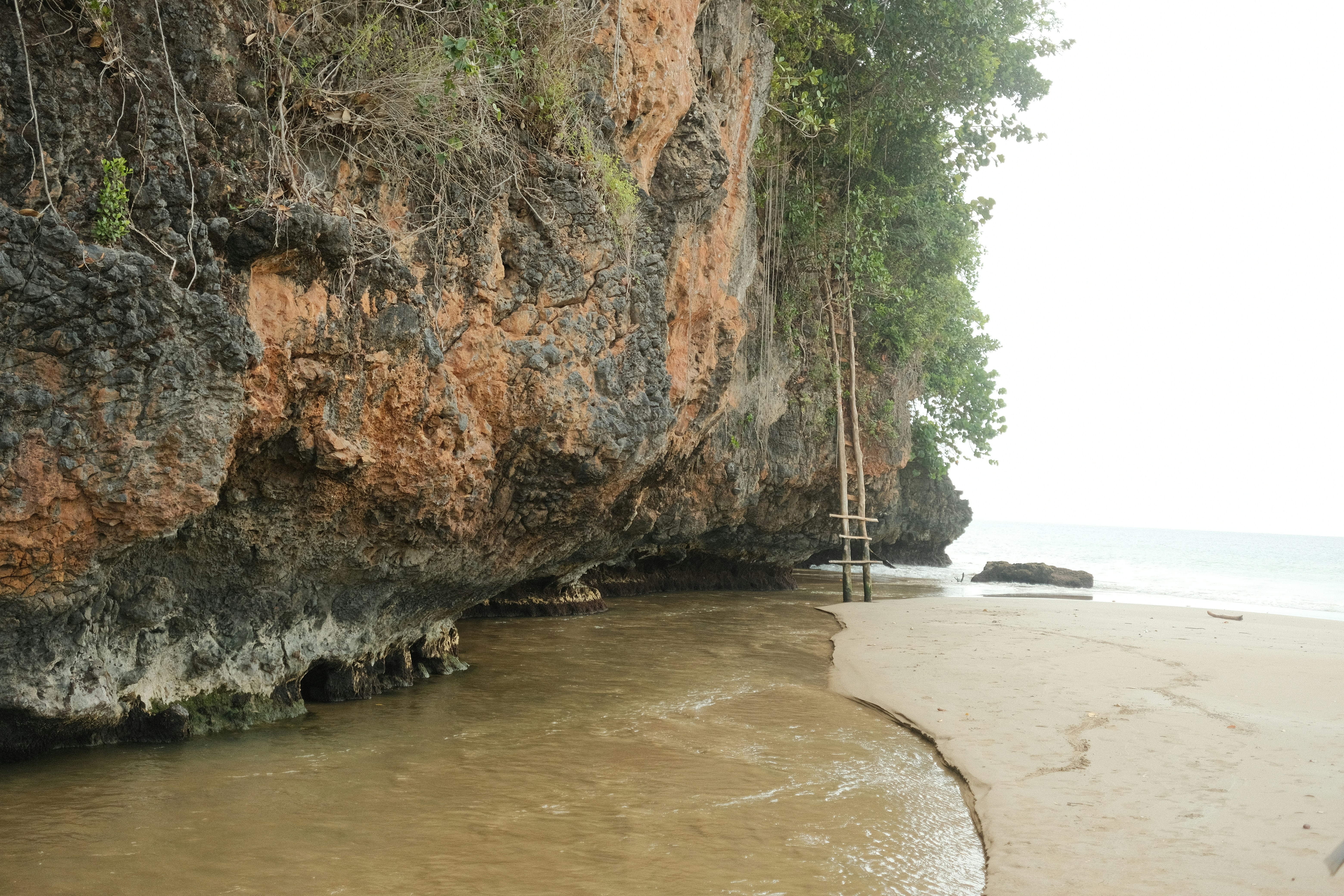 Cliffside Shoreline with Hidden Stairway