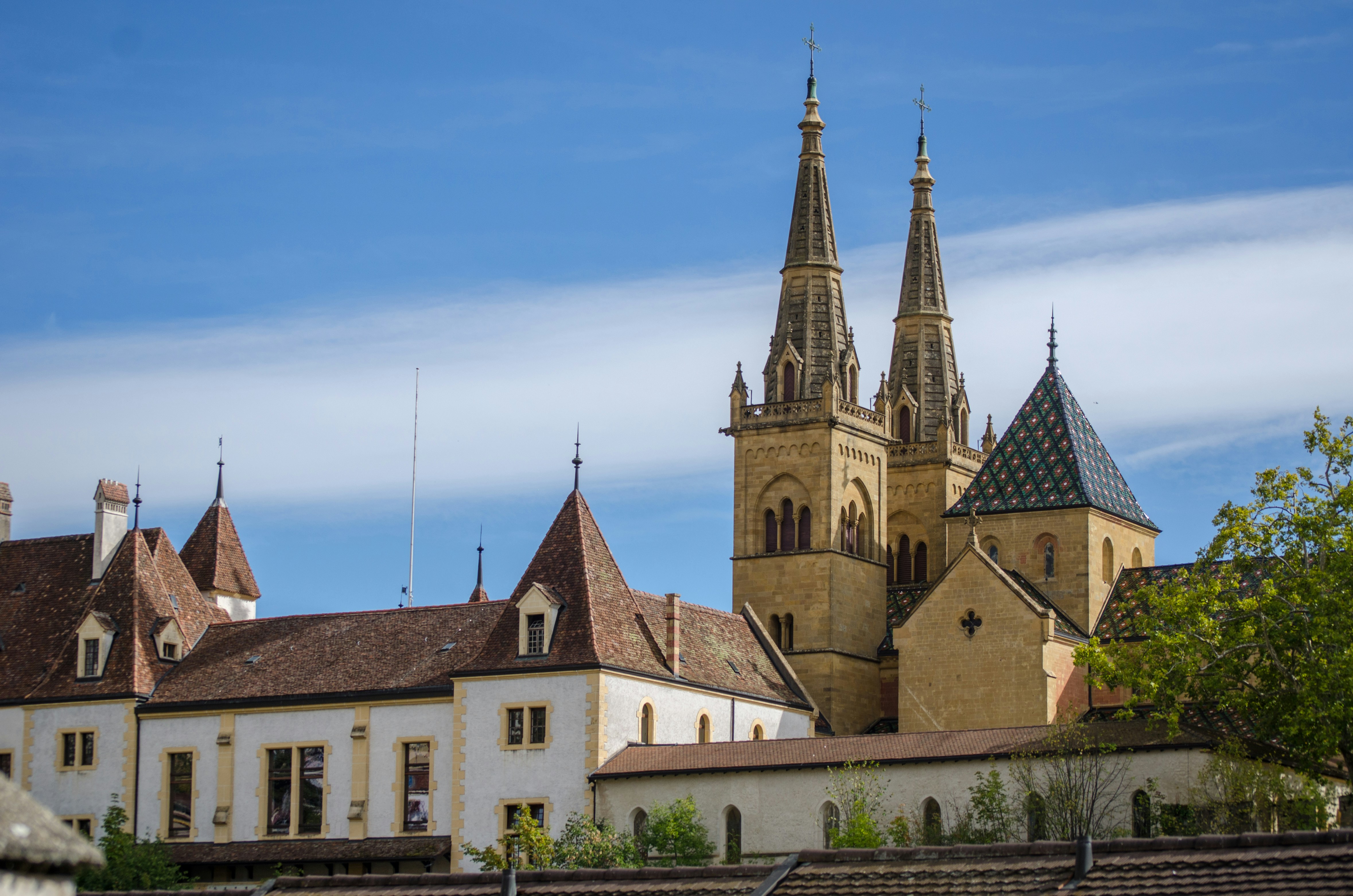 Cathedral Towers Against a Sunny Bavarian Rooftop