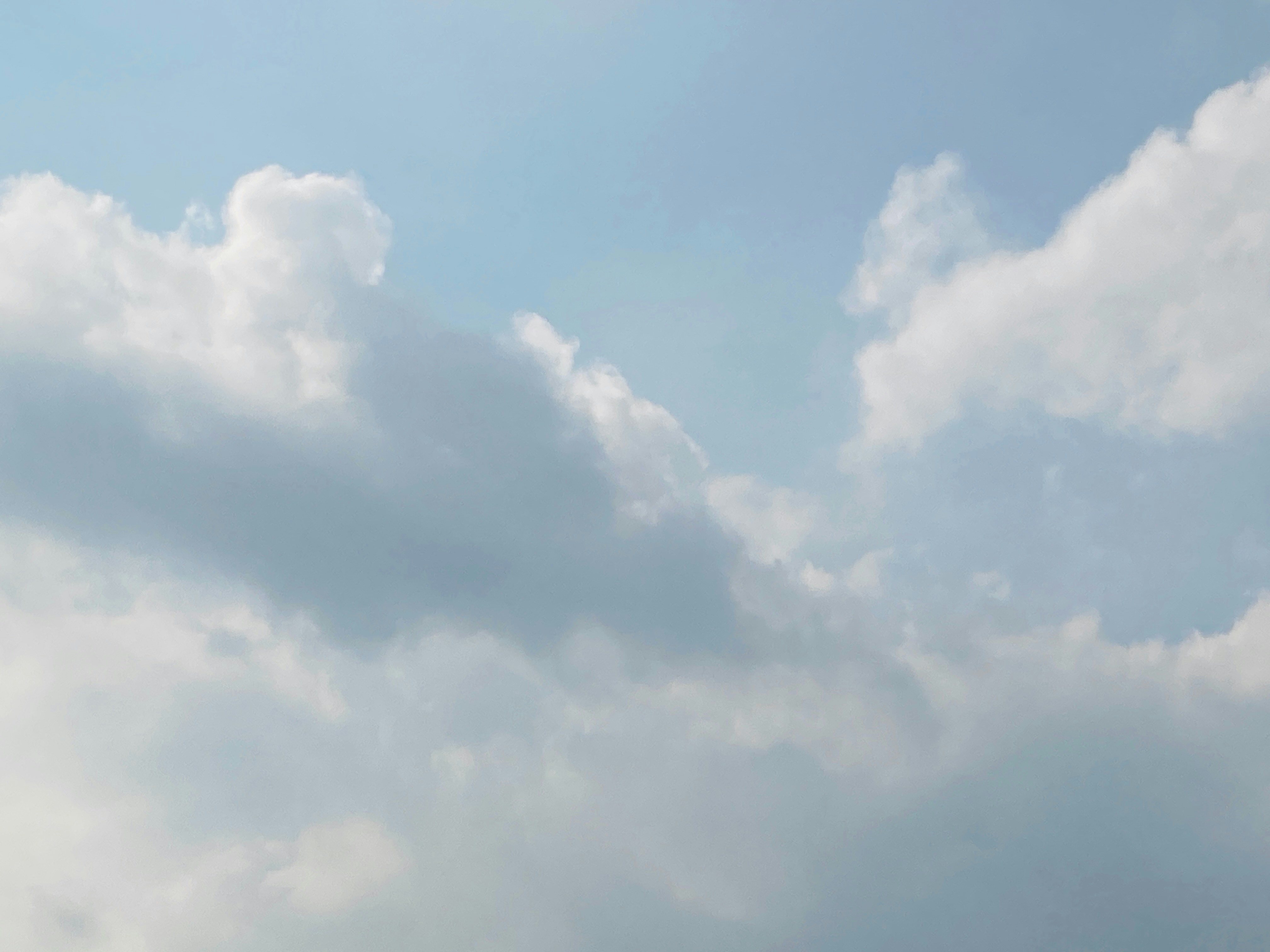 Soft-blue sky with scattered white cumulus clouds, emphasizing open atmosphere and natural light.