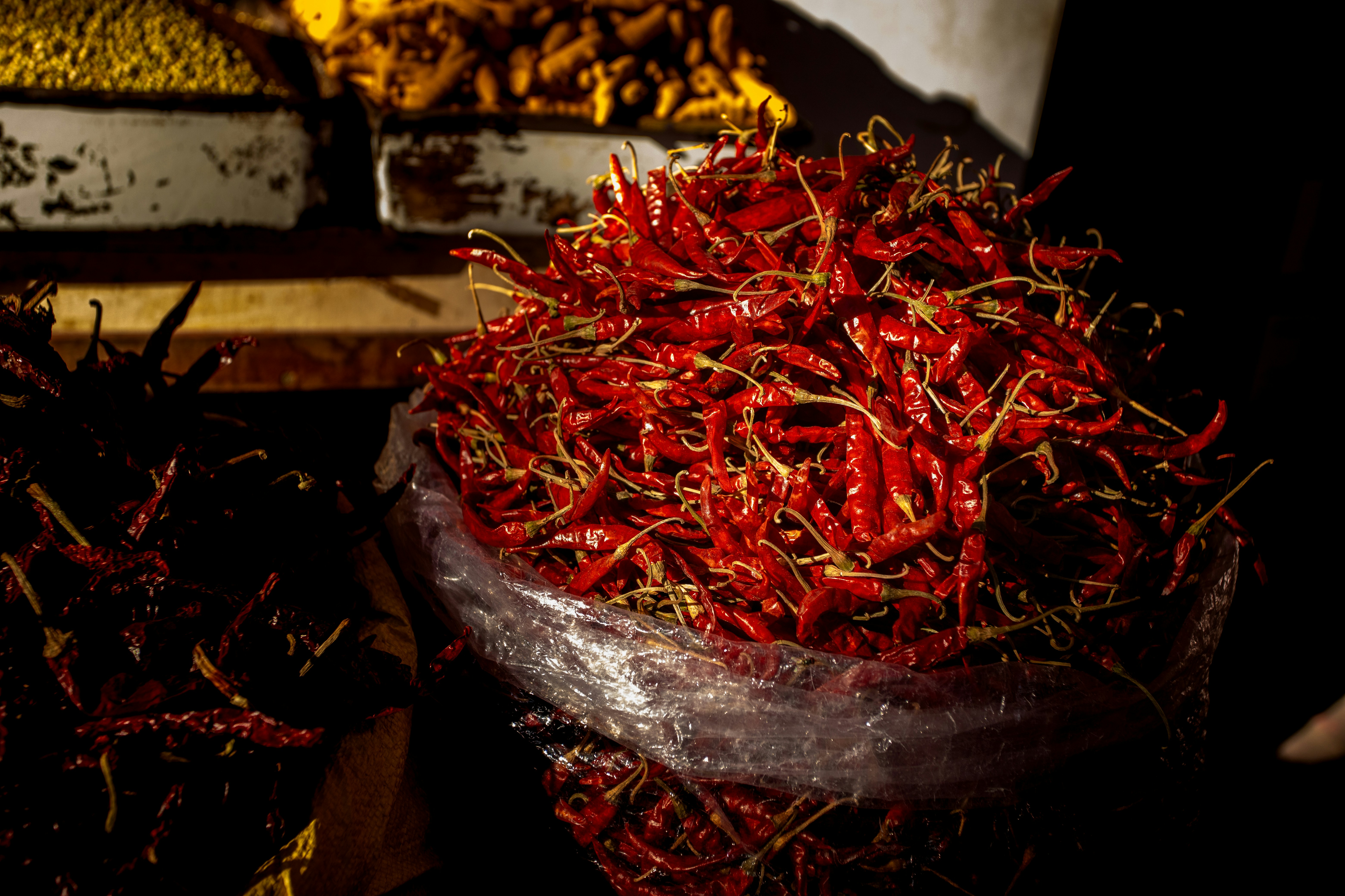 Crimson Heap: A Glinting Pile of Chili Pepper Stems