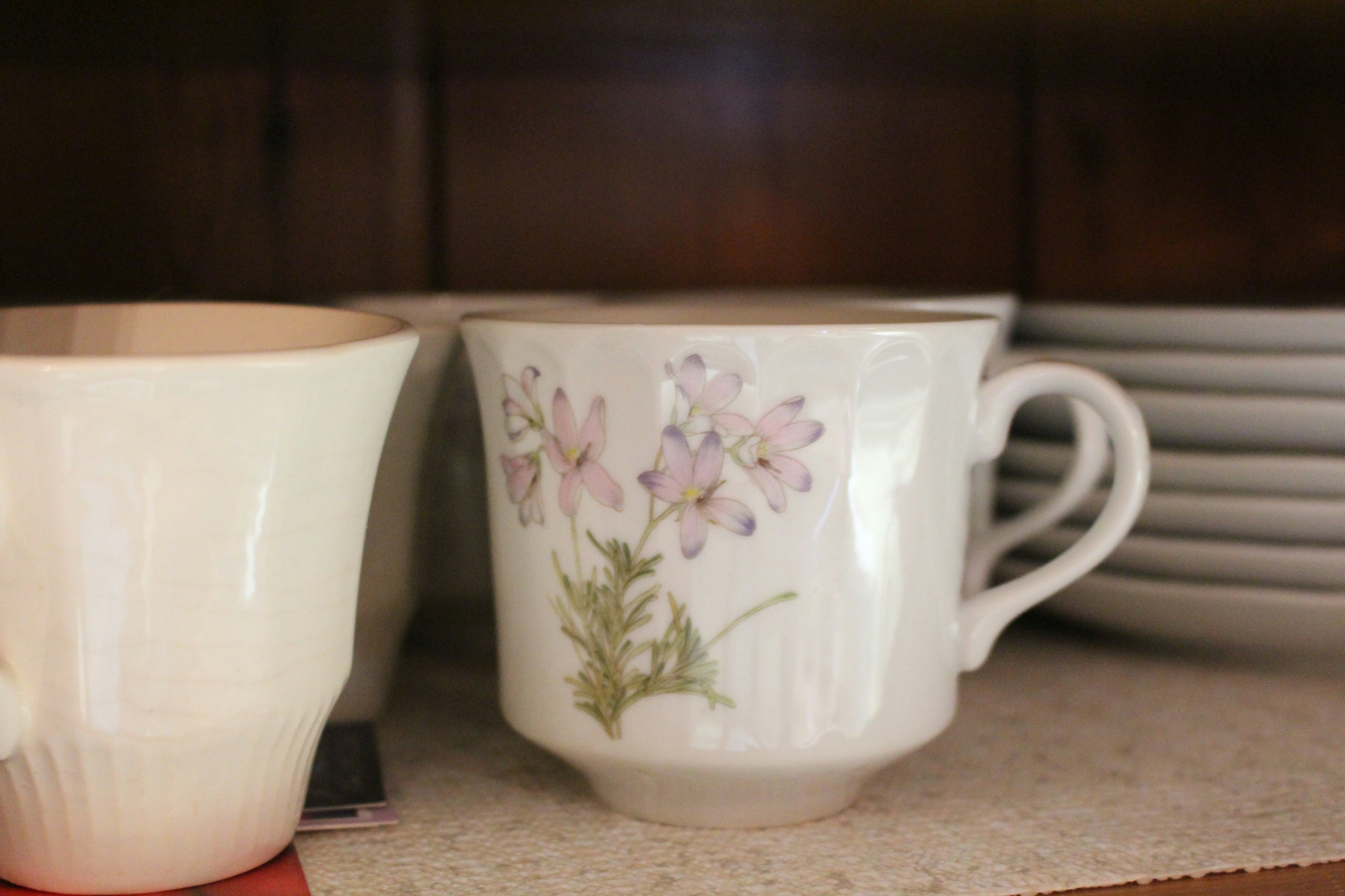 Floral Mug in a Quiet Cup Corner