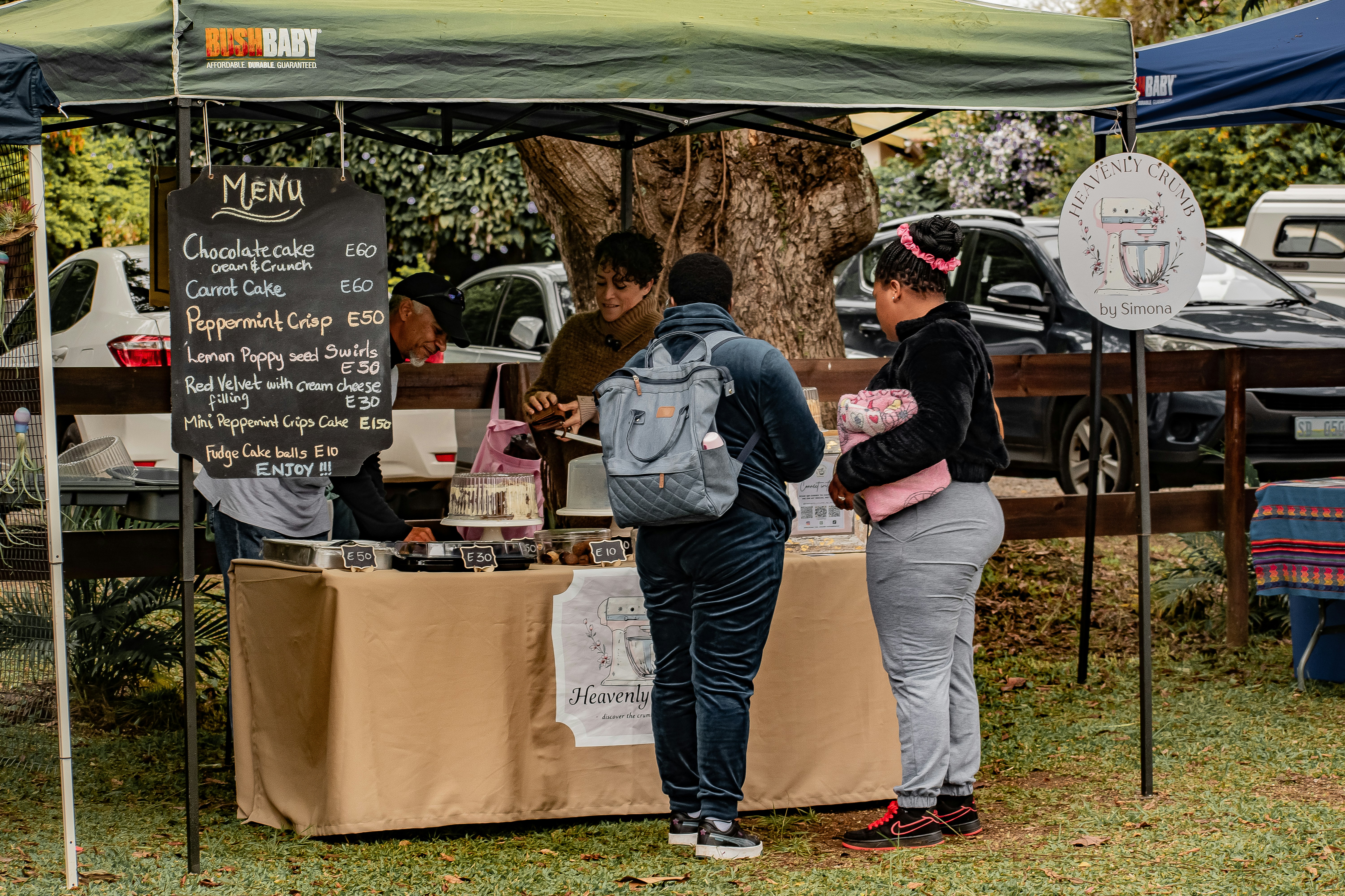 Market Stand Dialogue: A Casual Exchange Over a Chalk Menu