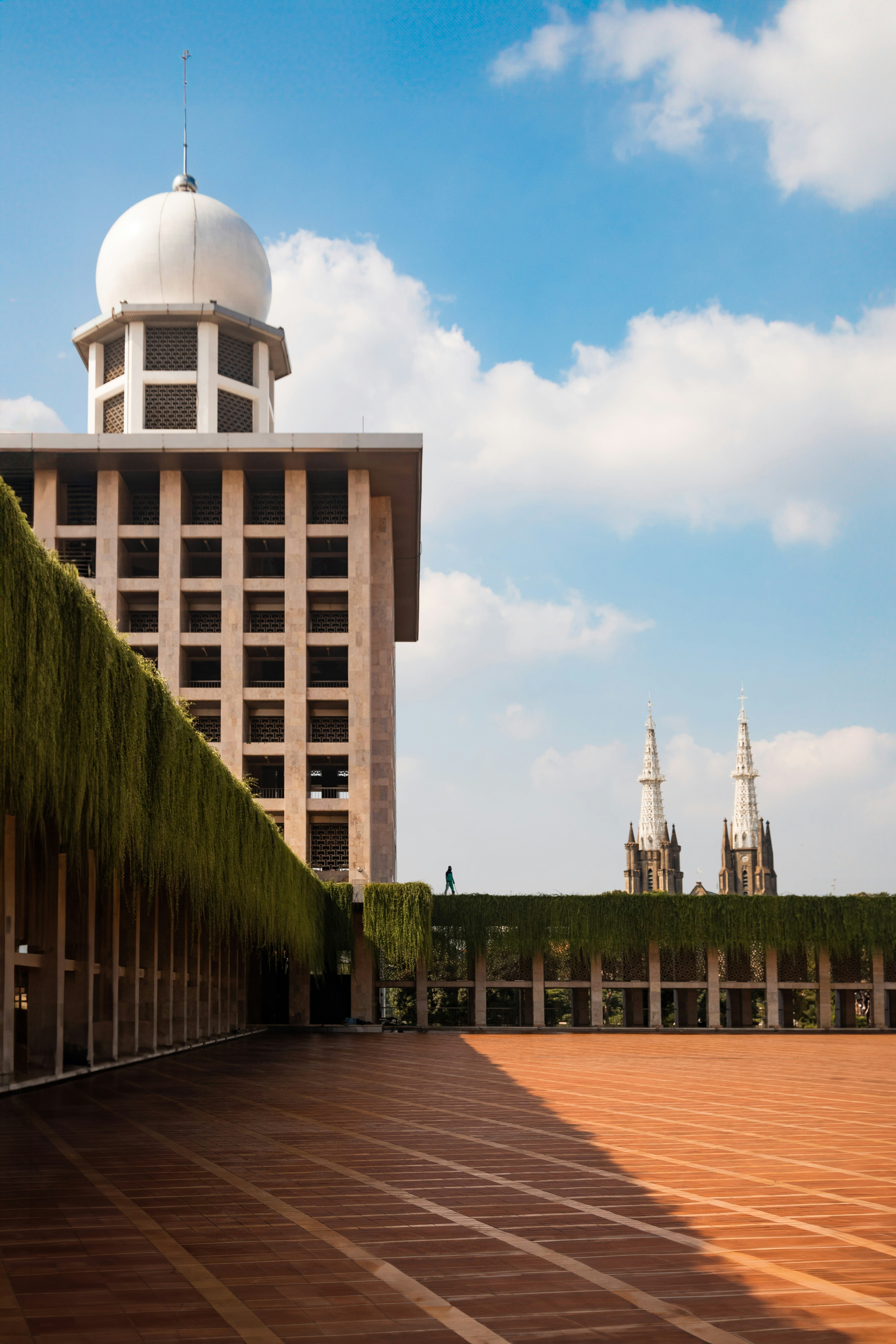 Rooftop Courtyard Beneath a Cerulean Sky