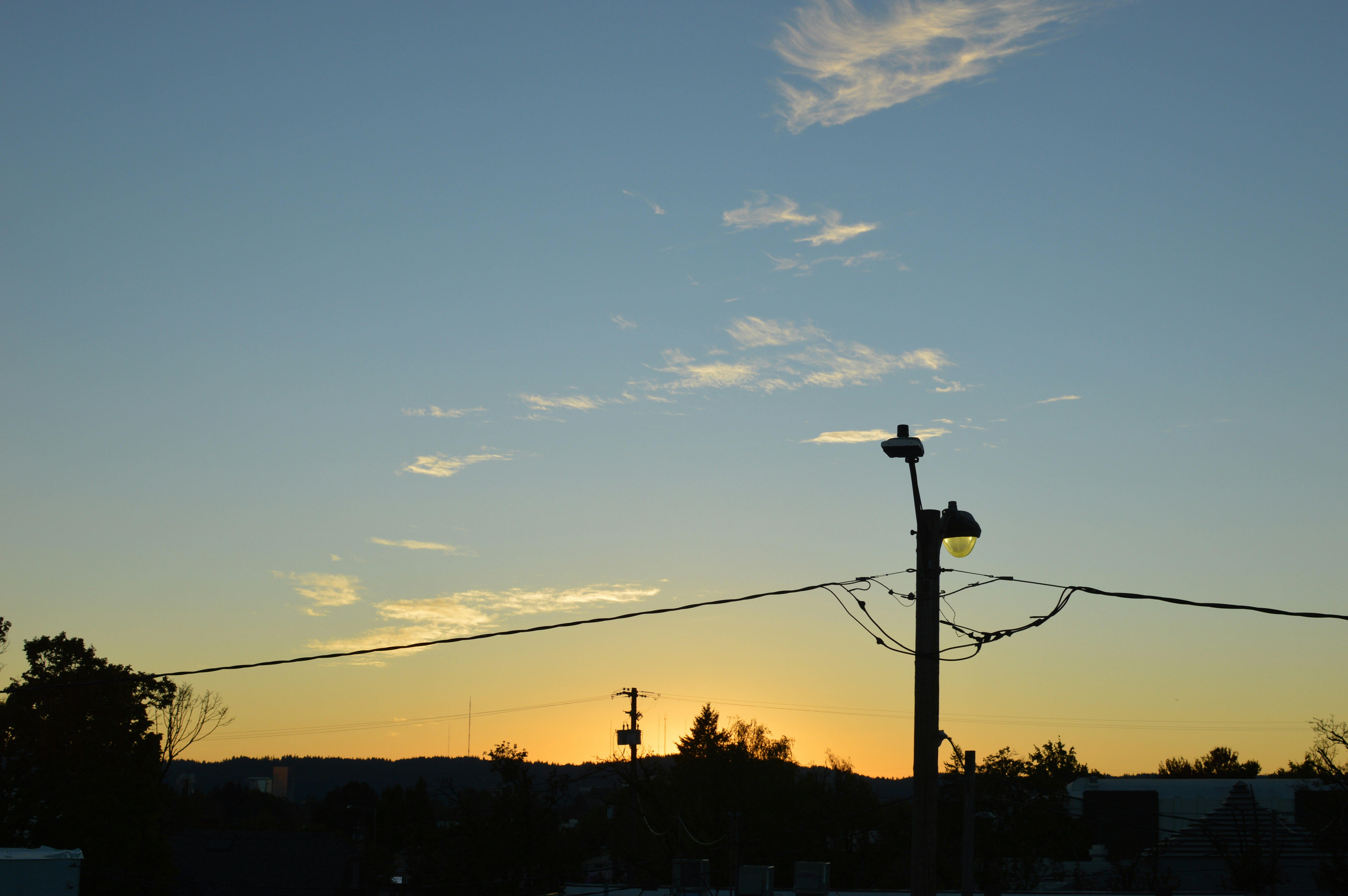 Twilight Silhouette Overhead Utilities