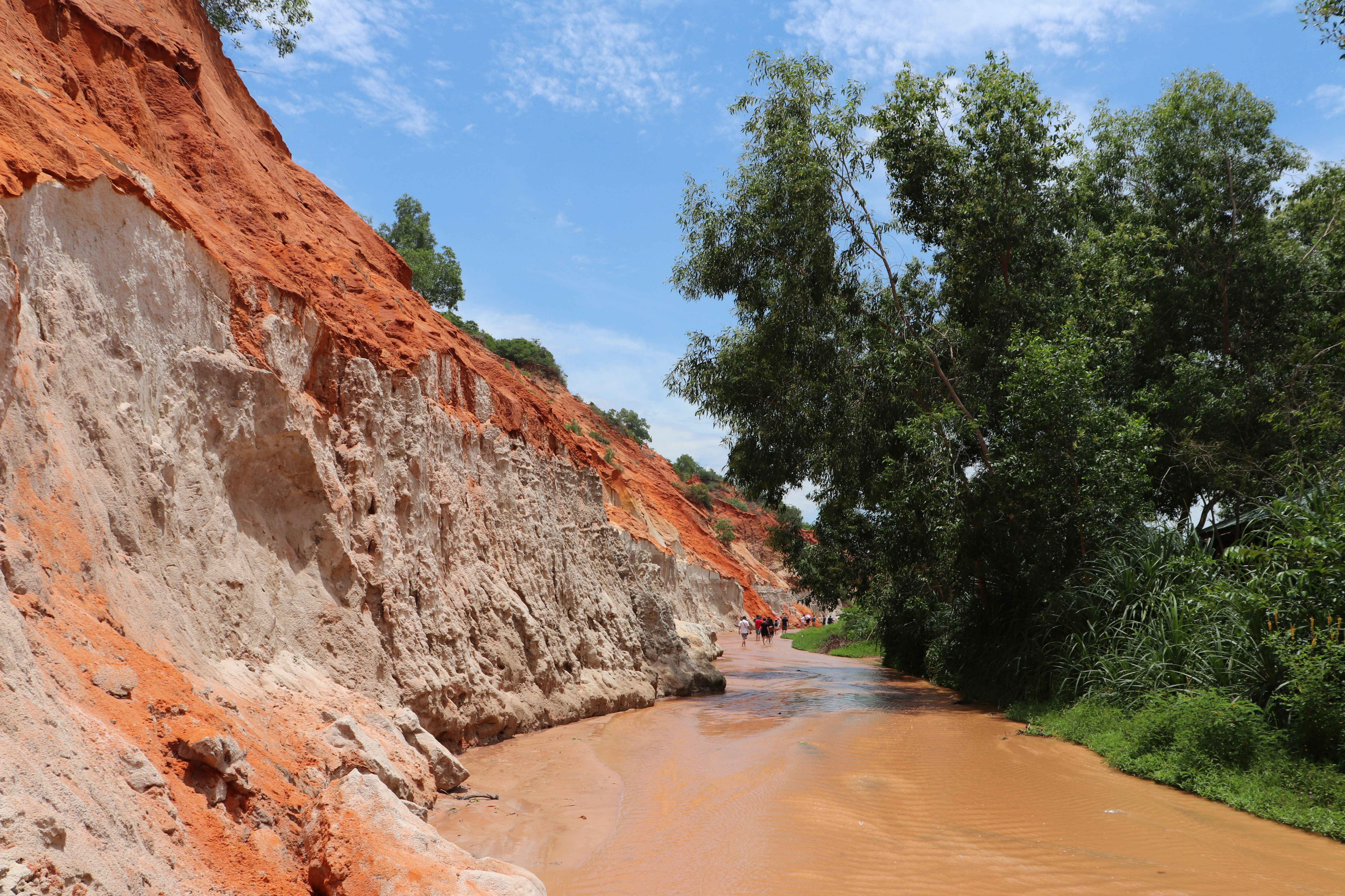 Clay Cliff Lane: Rust-Red Canyon Verge Over a Muddy River