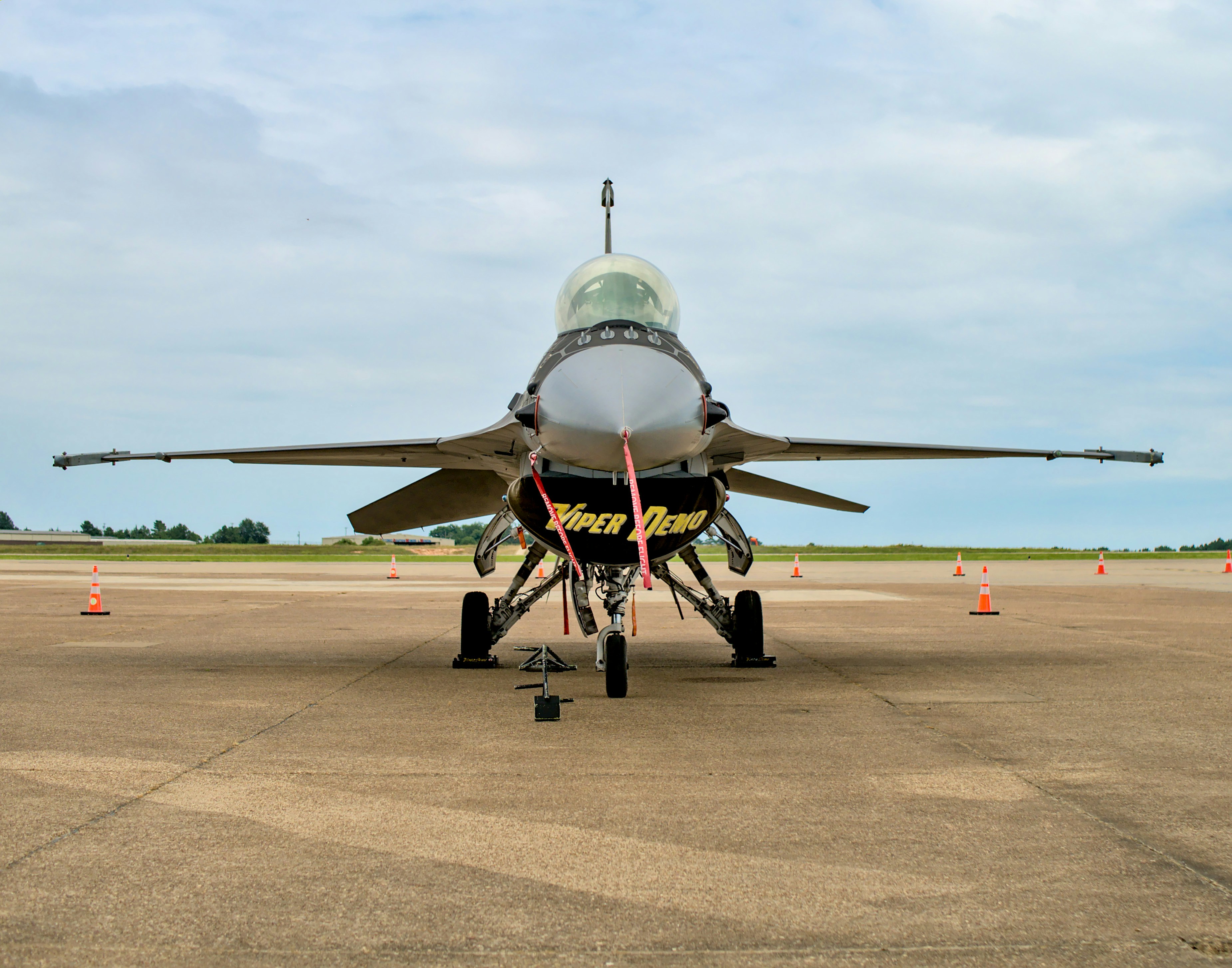 Front-rail Mirage: A Fighter Jet on a Quiet Tarmac