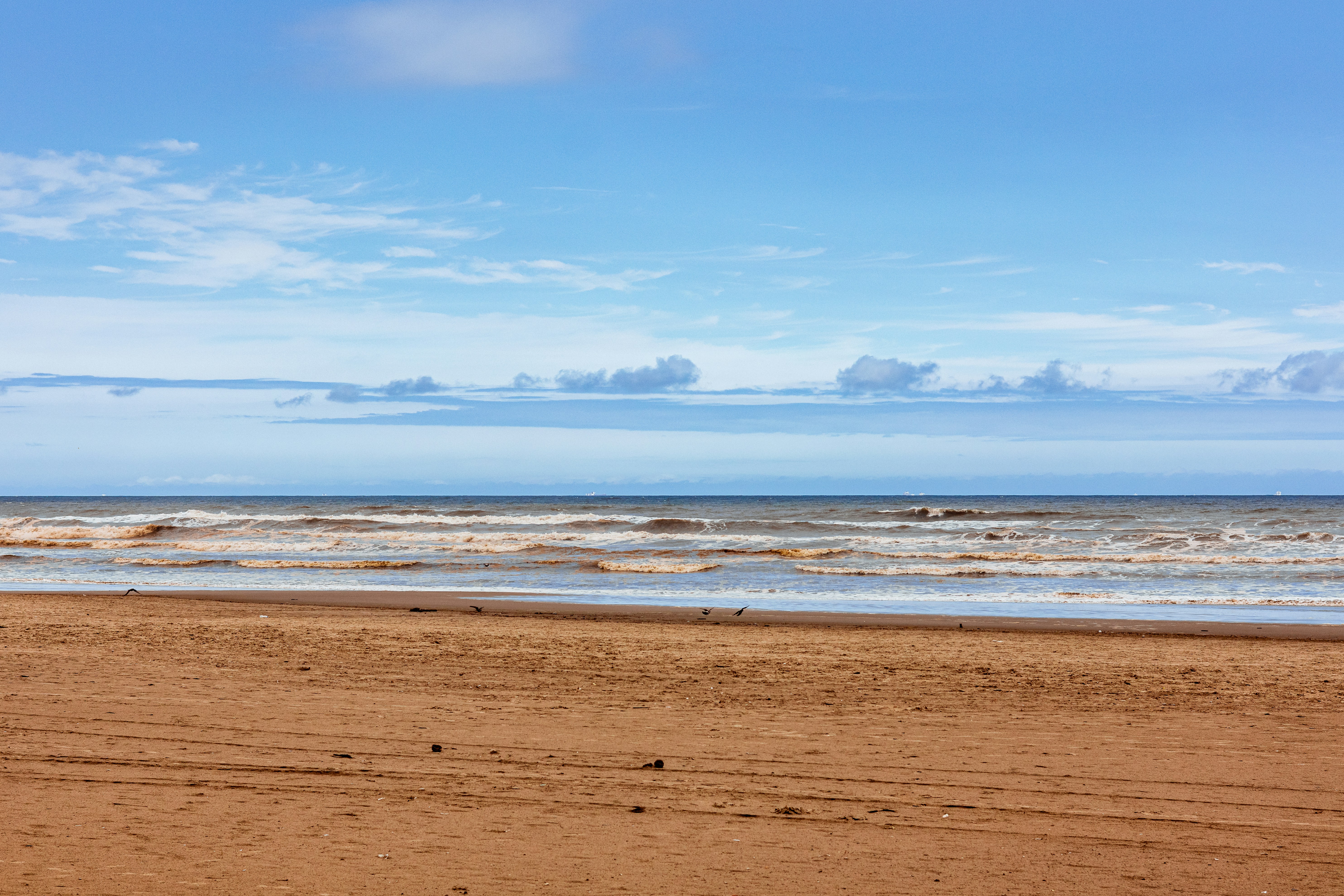 Horizon Line and Quiet Shore: Sunlit Sand Meets Calm Sea