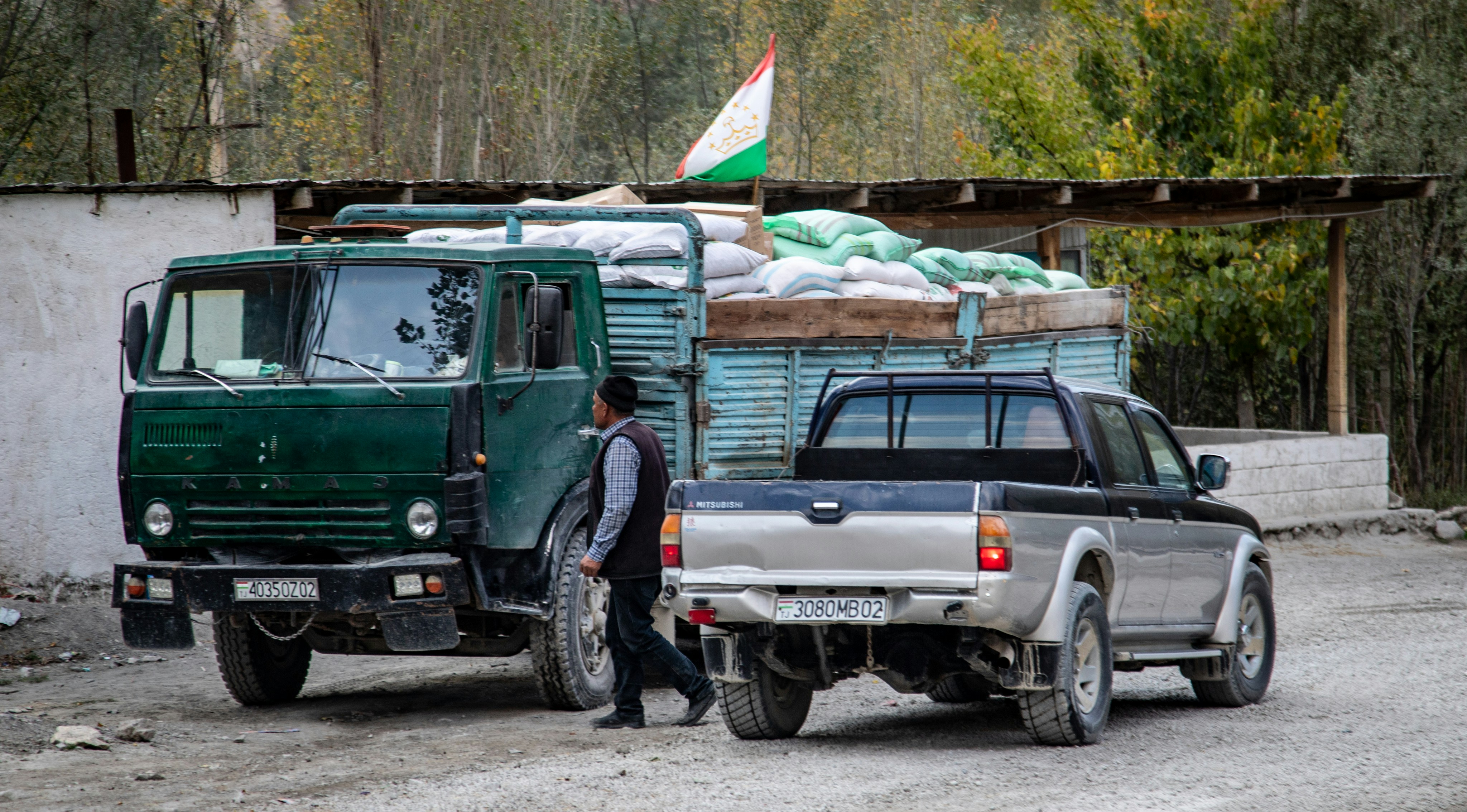 Cargo Loader and Pickup Confrontation at the Yard Gate
