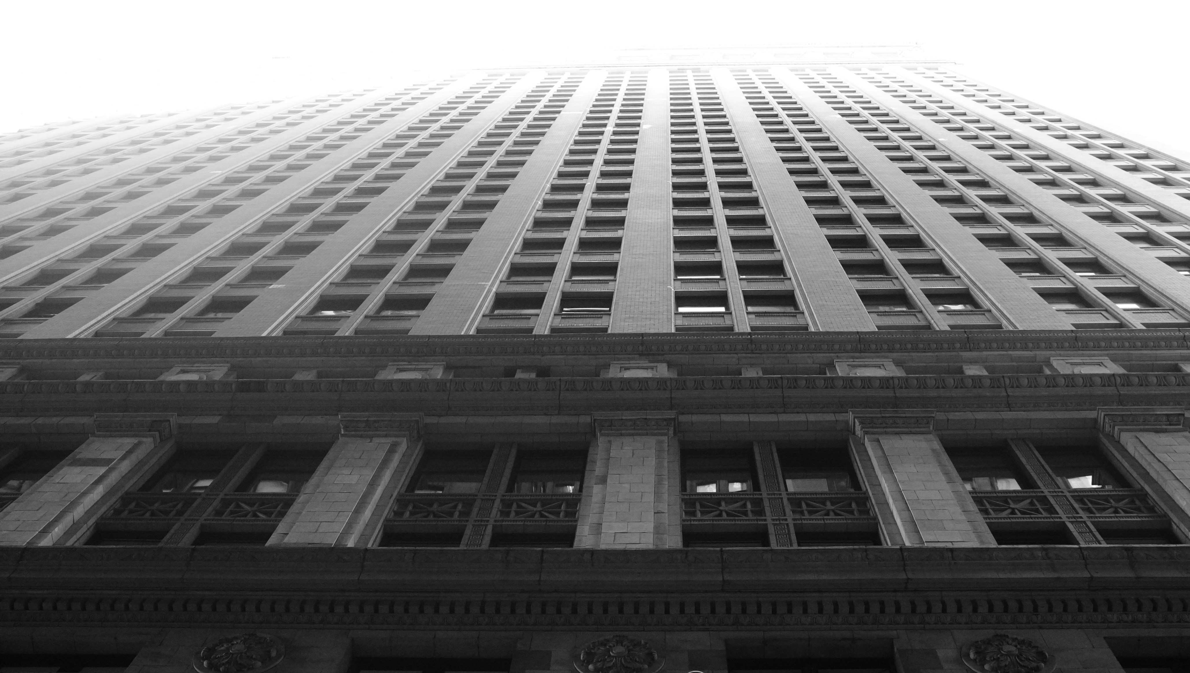 Skyward Perspective: A Monumental Facade Reaching for the Light