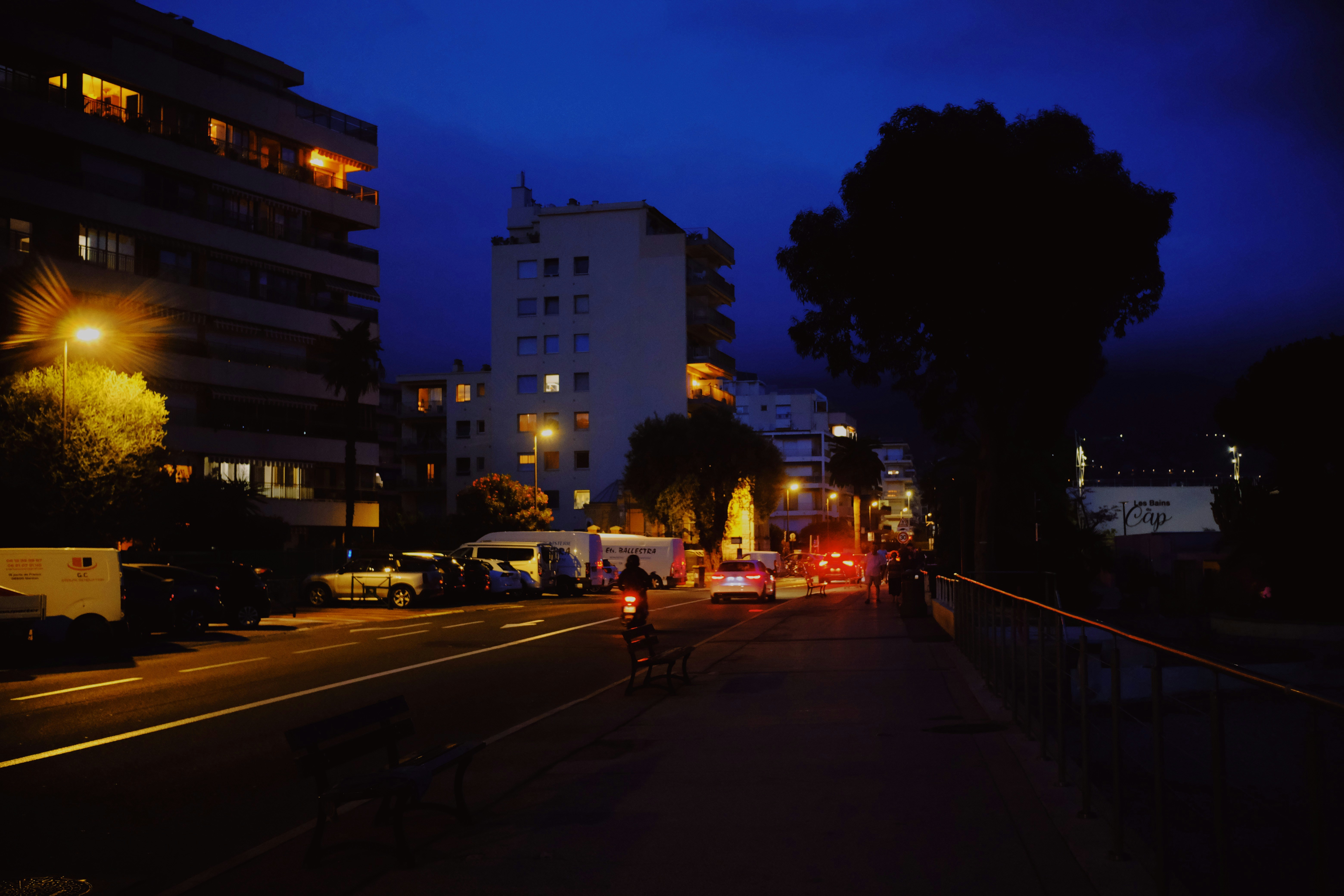 Night Roadside Pulse: Neon Glows and Quiet Traffic