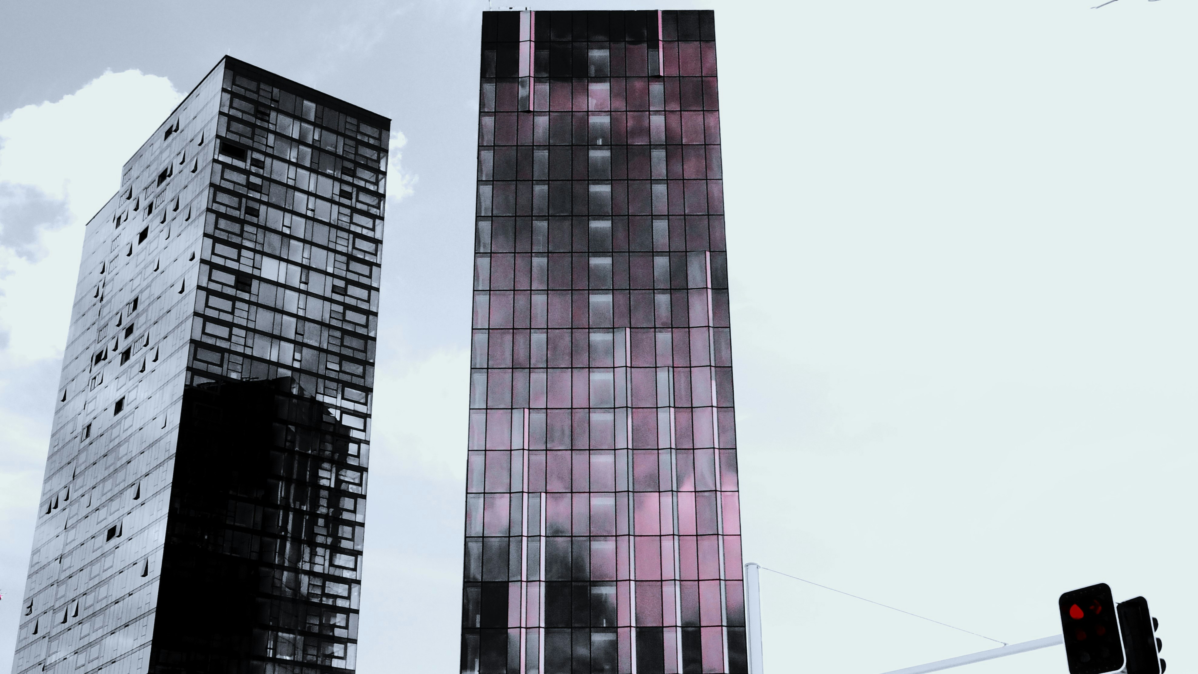 Chromatic Skyscrapers: Glass and Skyward Geometry