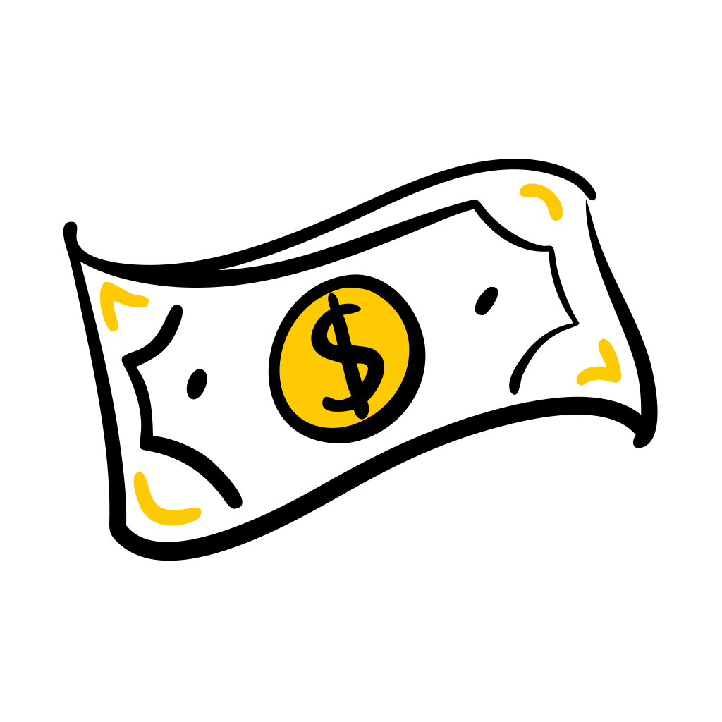 A drawing of a money bill with a dollar sign on it vector – Free Tasas ...