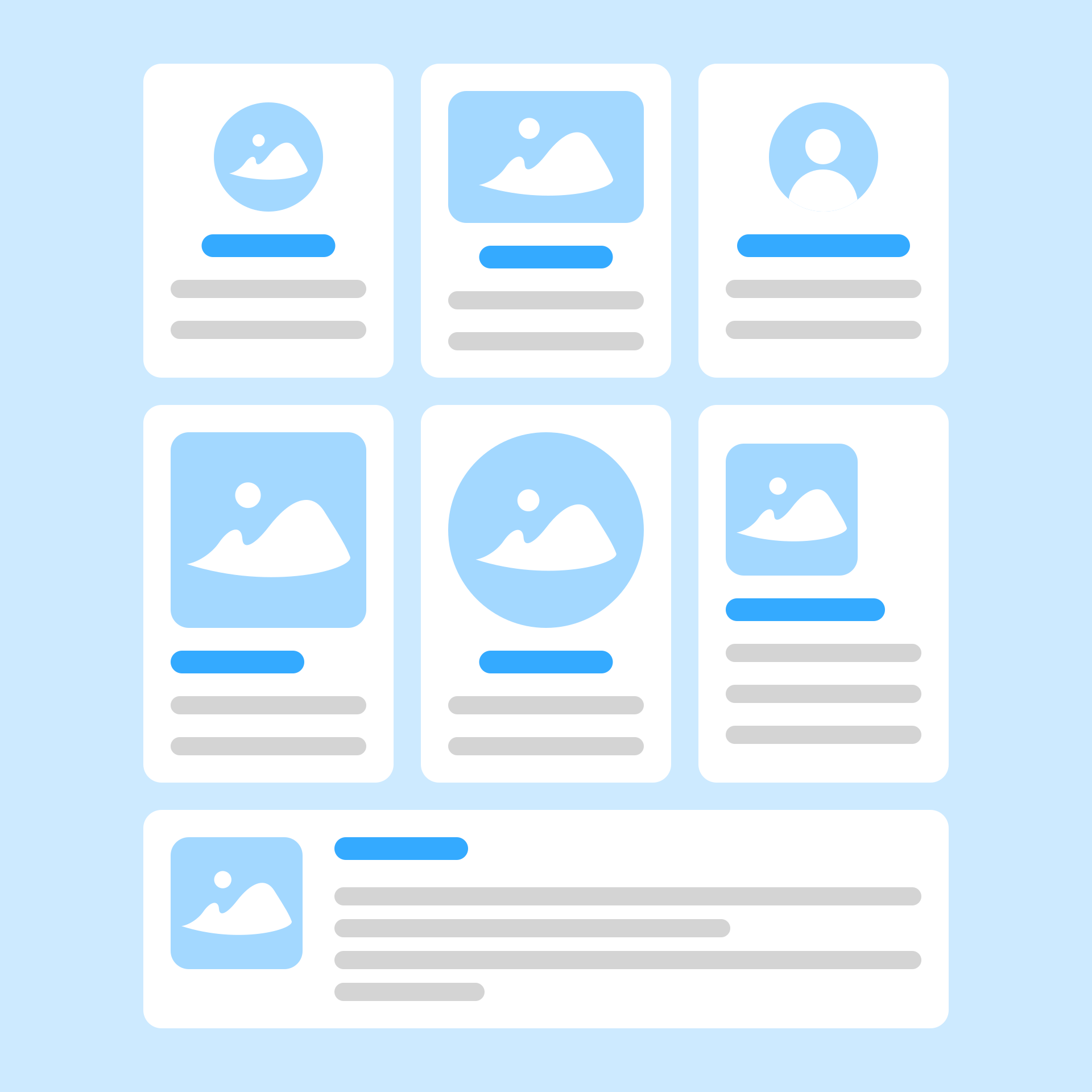 A blue and white web page with icons on it vector – Free User ...