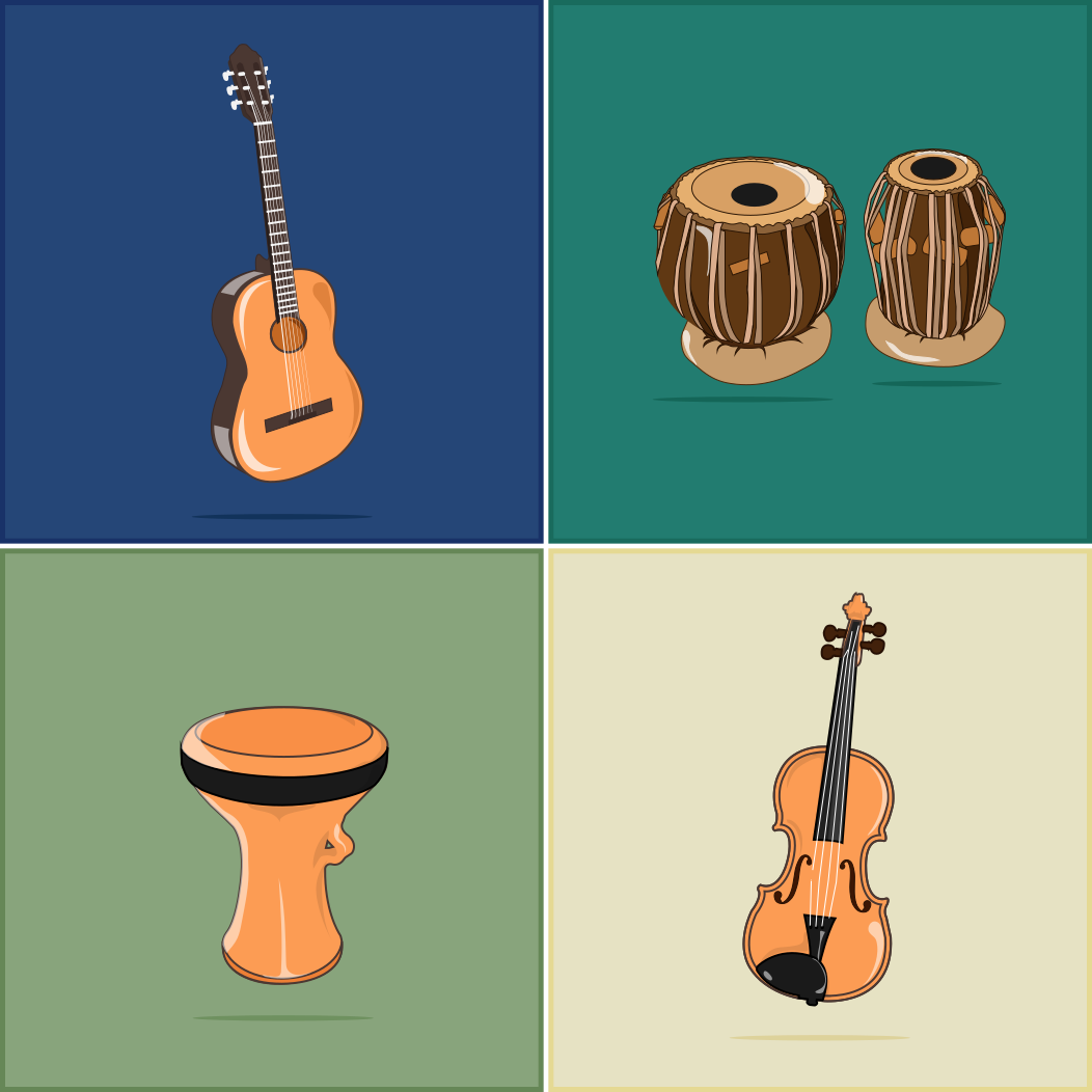 A series of different musical instruments vector – Free Tabla Image on ...