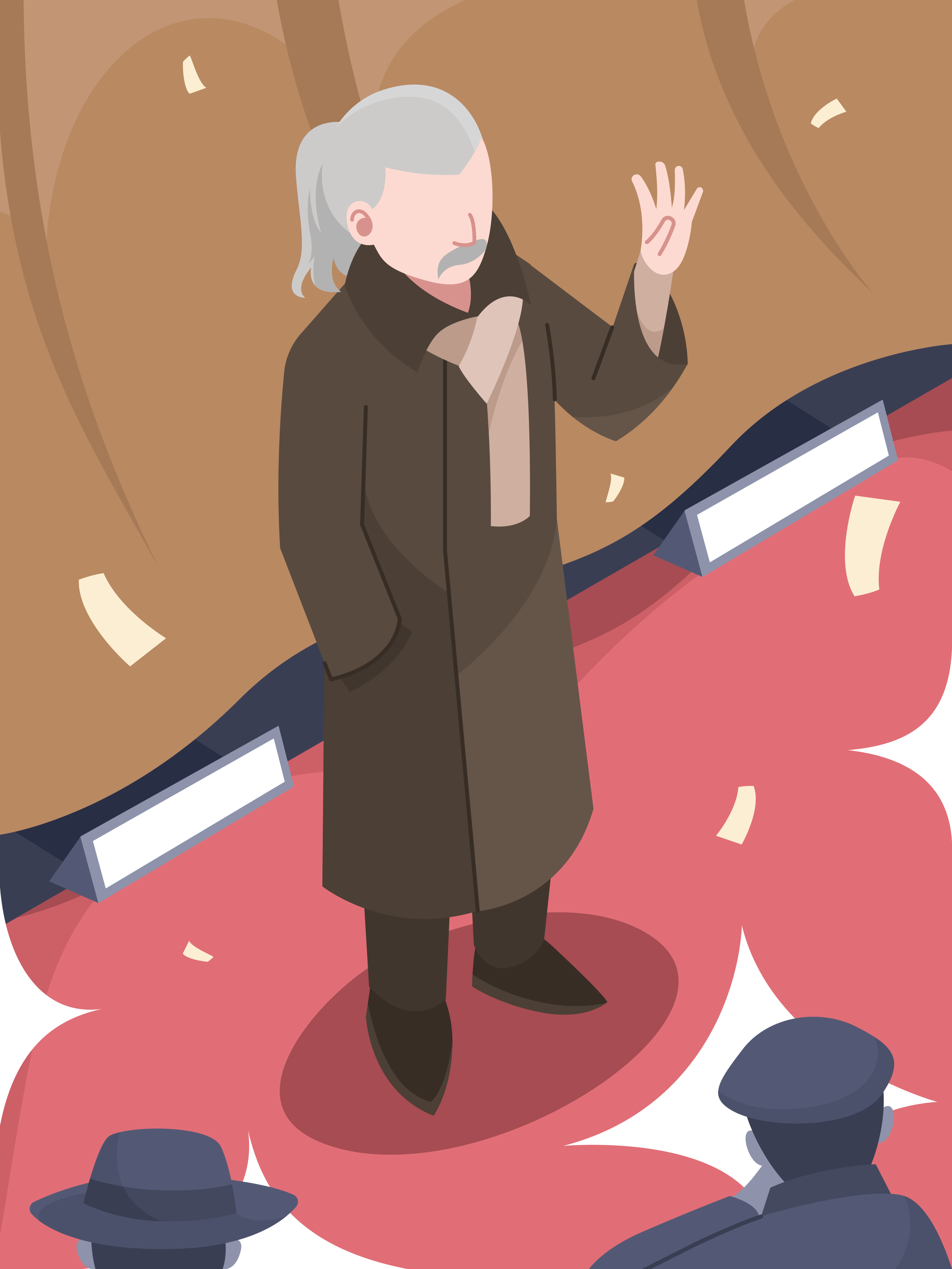 A man standing in front of a giant object vector – Free Red Image on ...