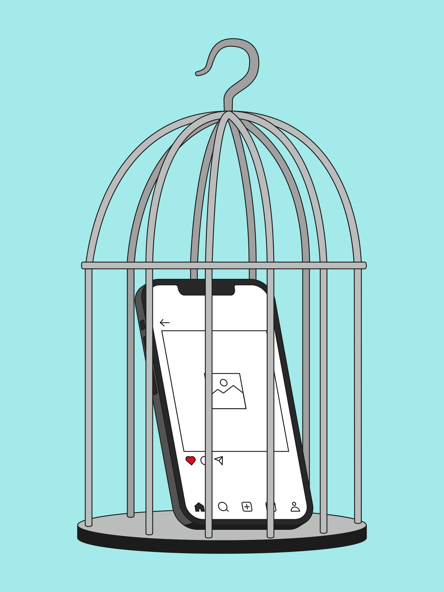A cell phone in a cage with a hook vector – Free Smartphone Image on ...