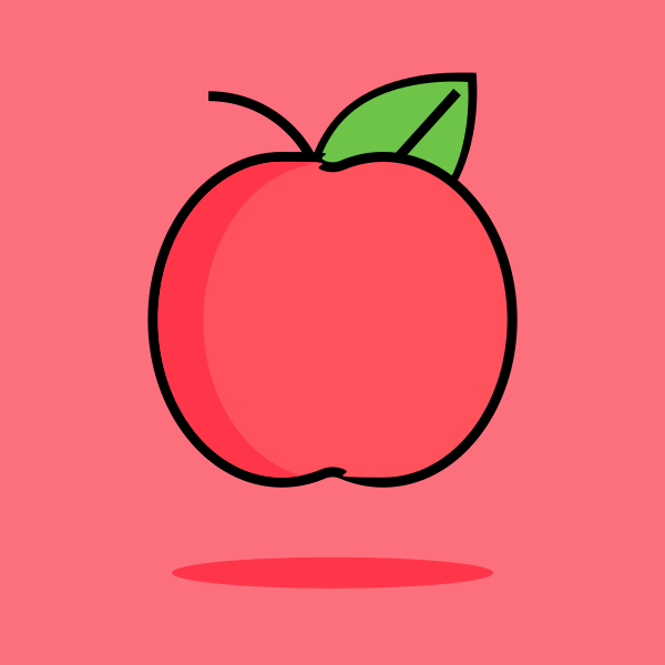 A red apple with a green leaf on a pink background vector – Free Design ...