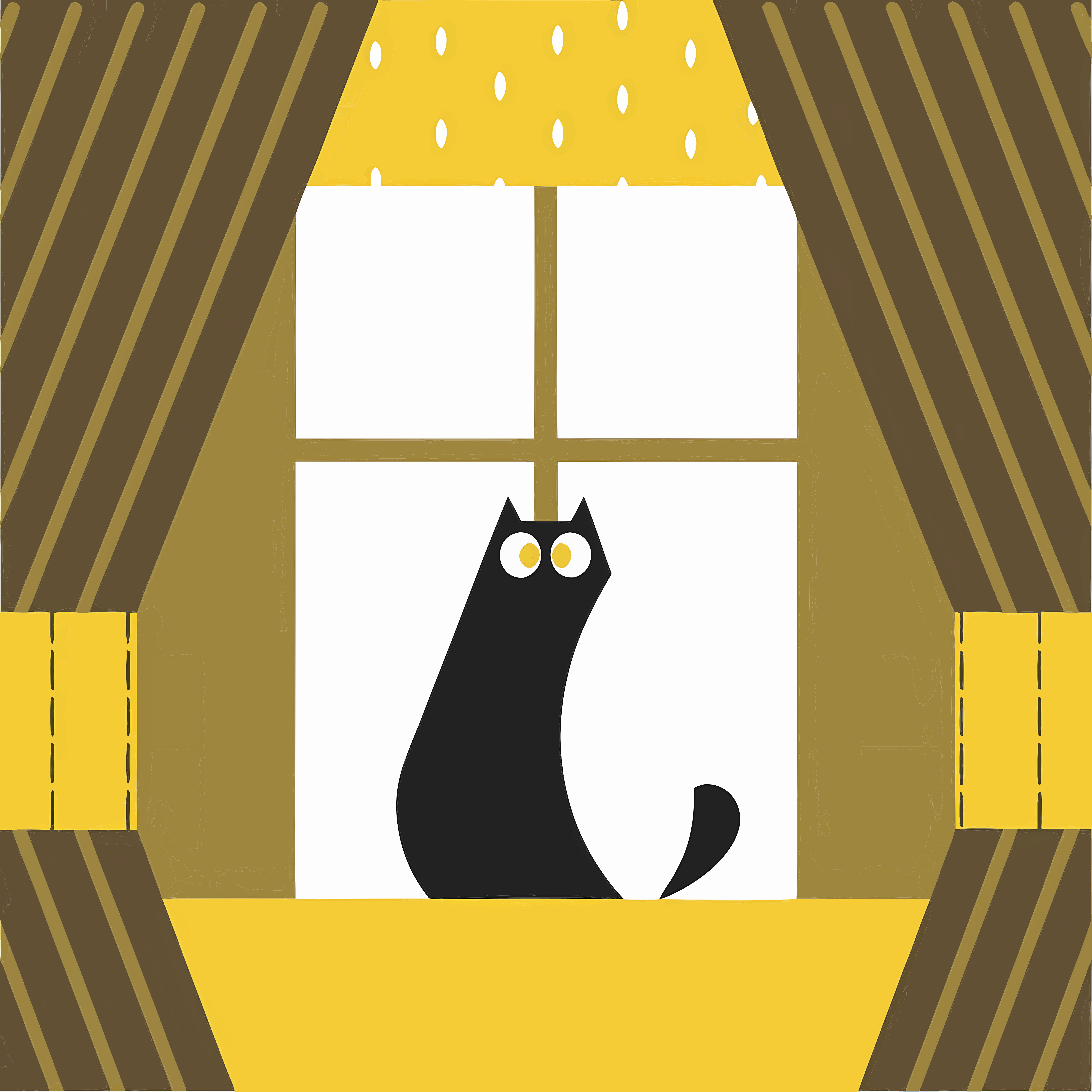A black cat looking out of a window vector – Free Arte de fantasía ...