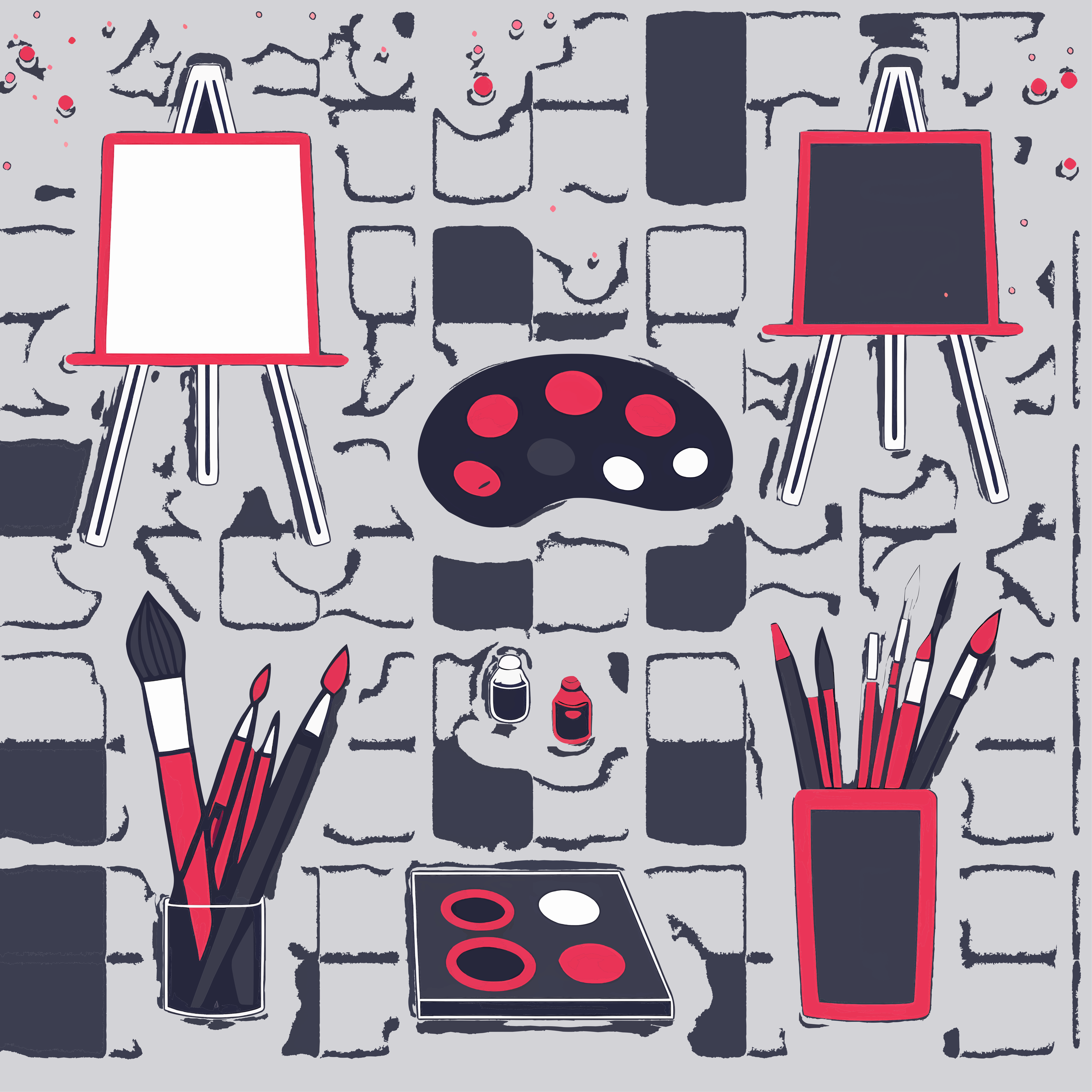 A picture of some art supplies on a wall vector – Free Pasión artística ...