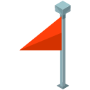 Un triangle rouge sur un poteau métallique sur fond blanc vectoriel ...