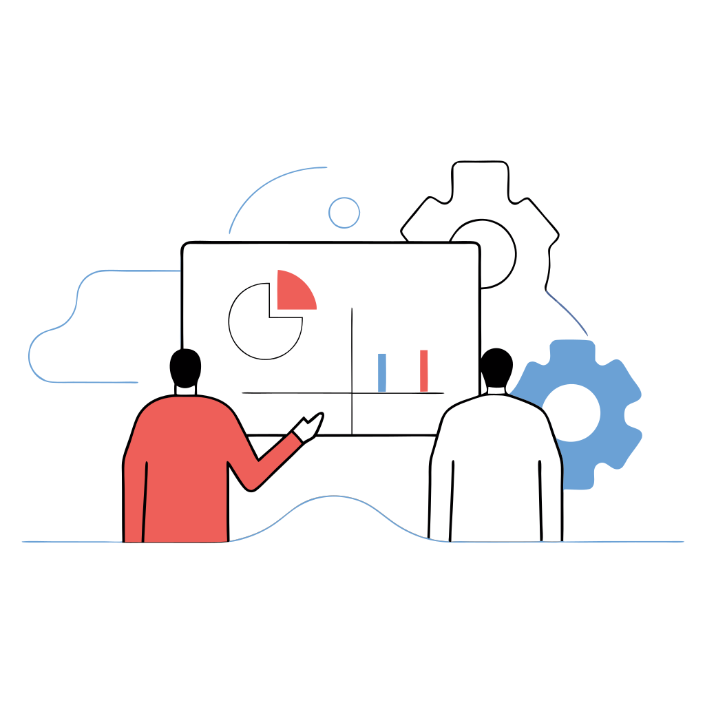 Two people standing in front of a whiteboard vector – Free Business ...