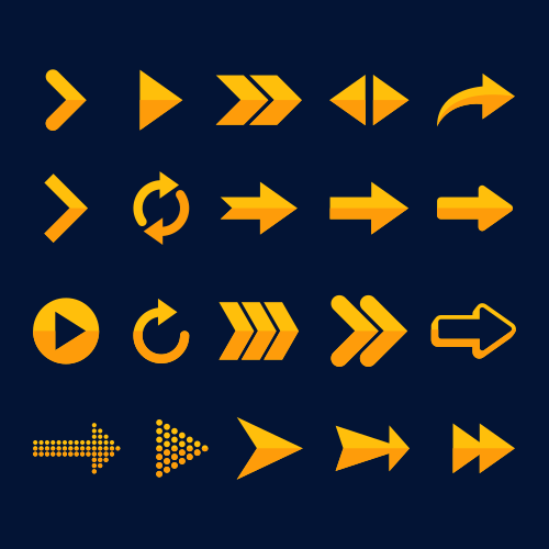 A set of different arrows on a dark background vector – Free Abstract ...